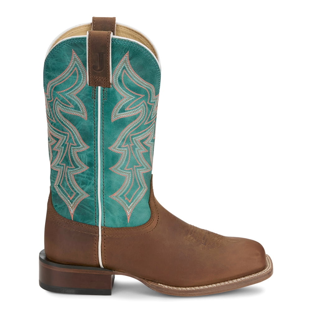 Justin Boots Womens Miss Ellie Embroidered Square Toe Cowboy Mid Calf ...