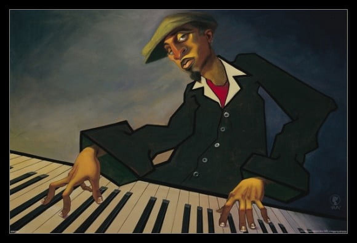 Justin Bua - Piano Man II Laminated & Framed Poster (24 x 36) - Walmart.com