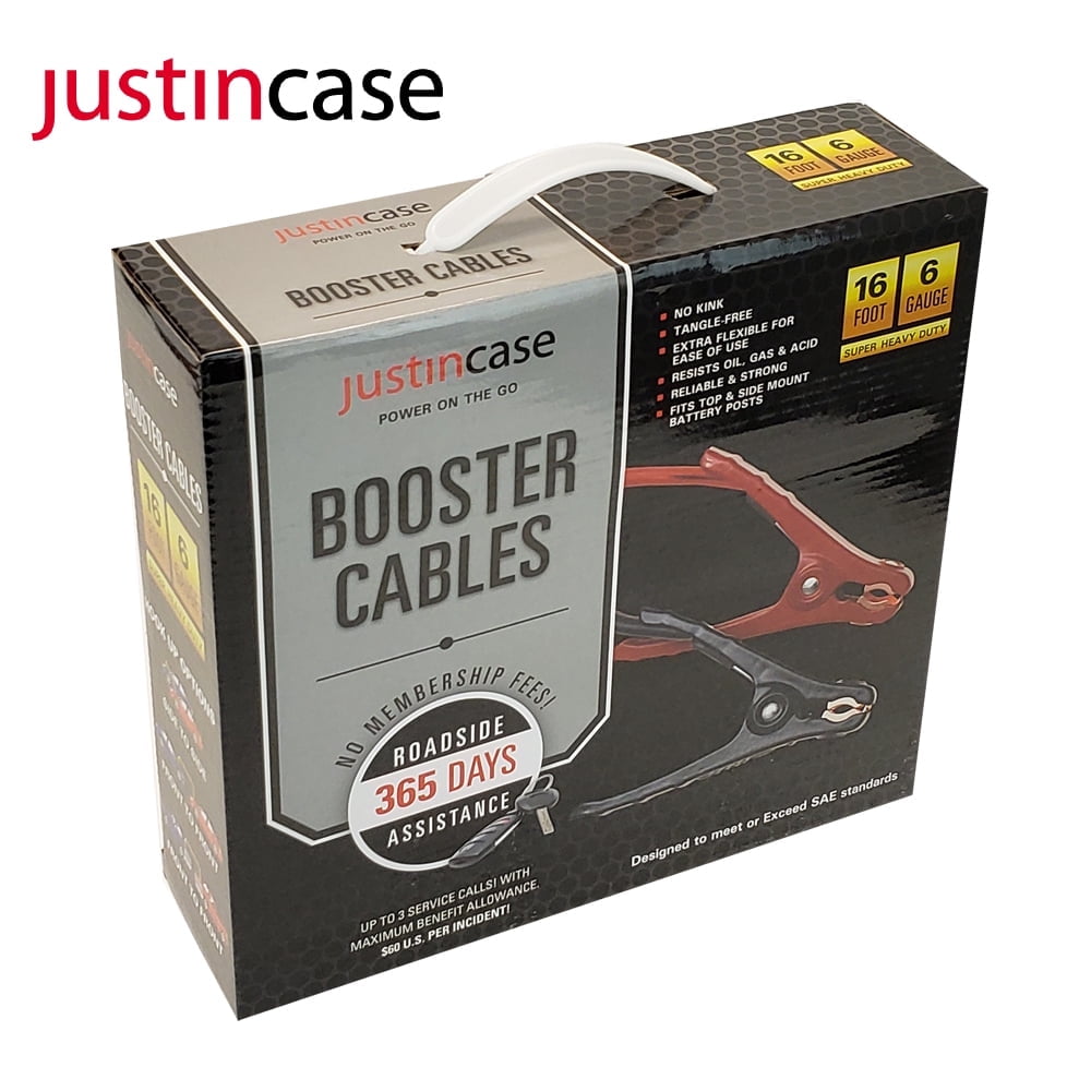 Justin Case 16 Foot 6 Gauge Car Jumper Cables - Walmart.com