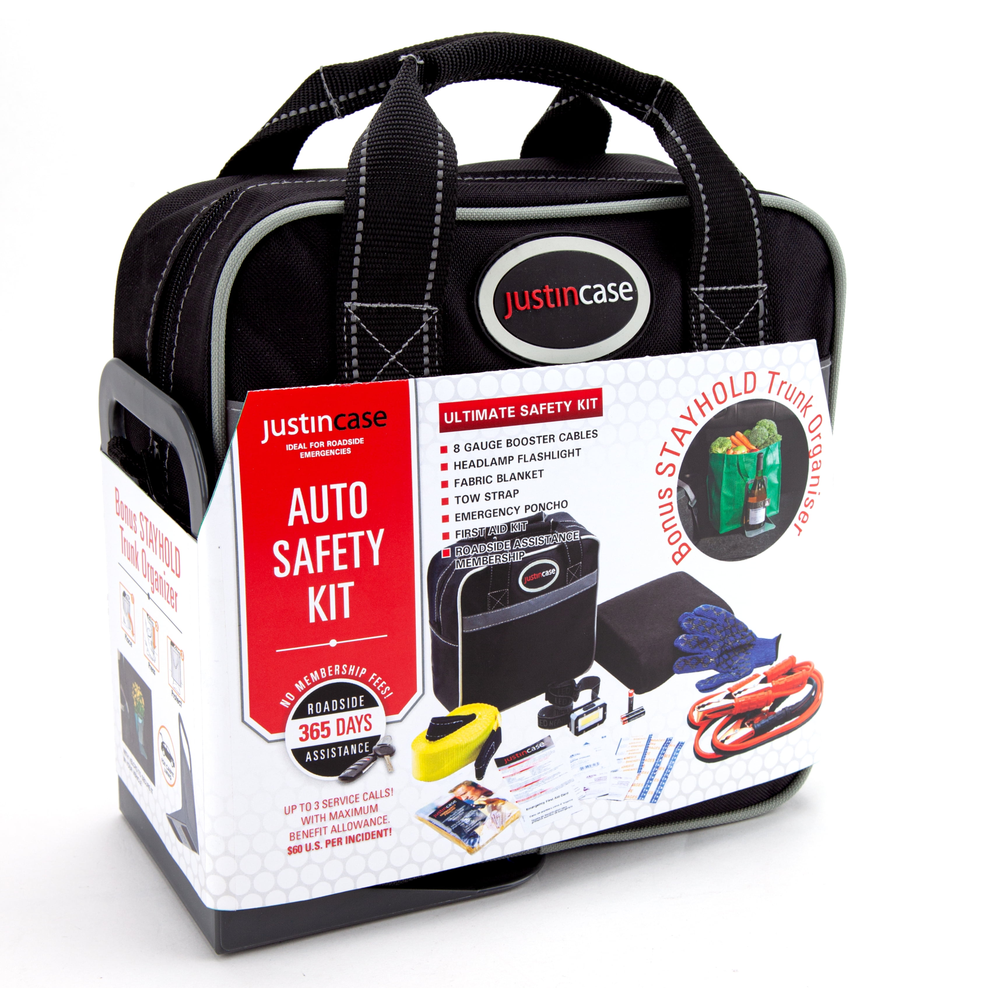 Justin Case Ultimate Auto Safety Kit with SAE Booster Cables Roadside ...