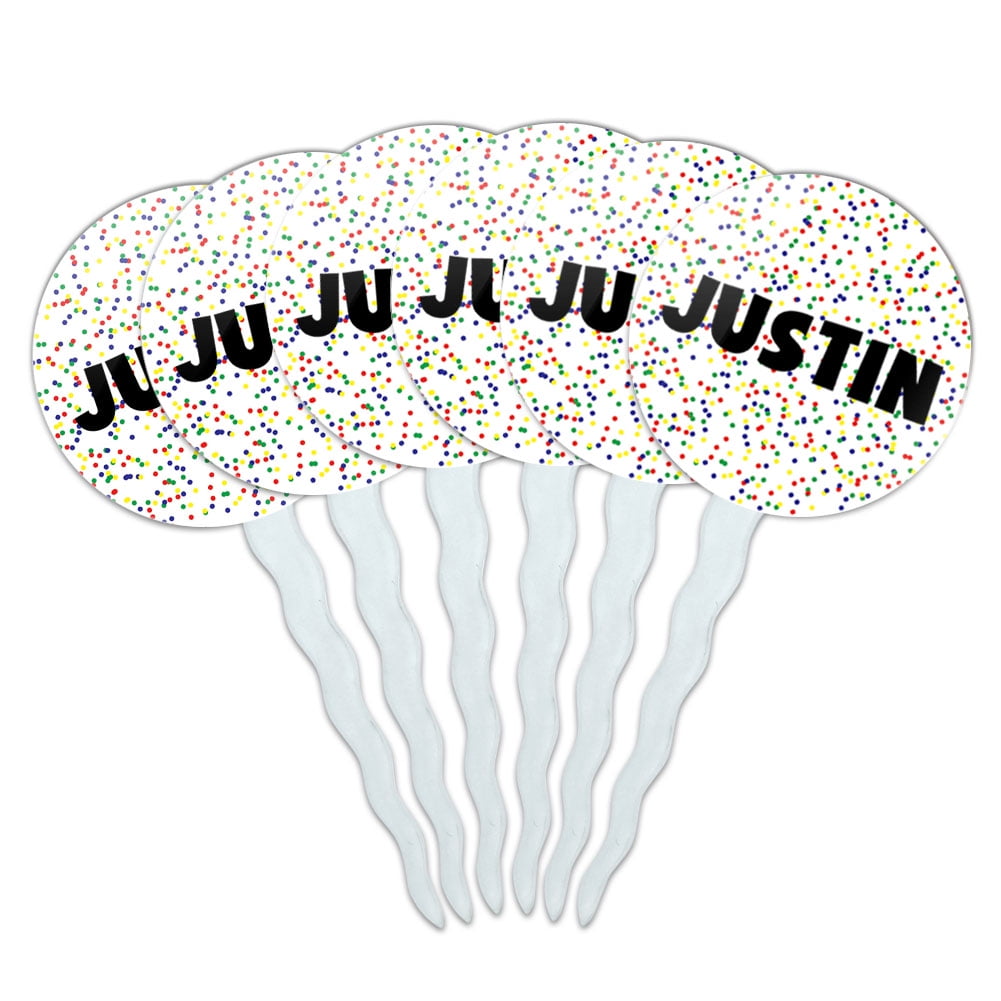 Justin Cupcake Picks Toppers - Set of 6 - Mutlicolored Speckles ...