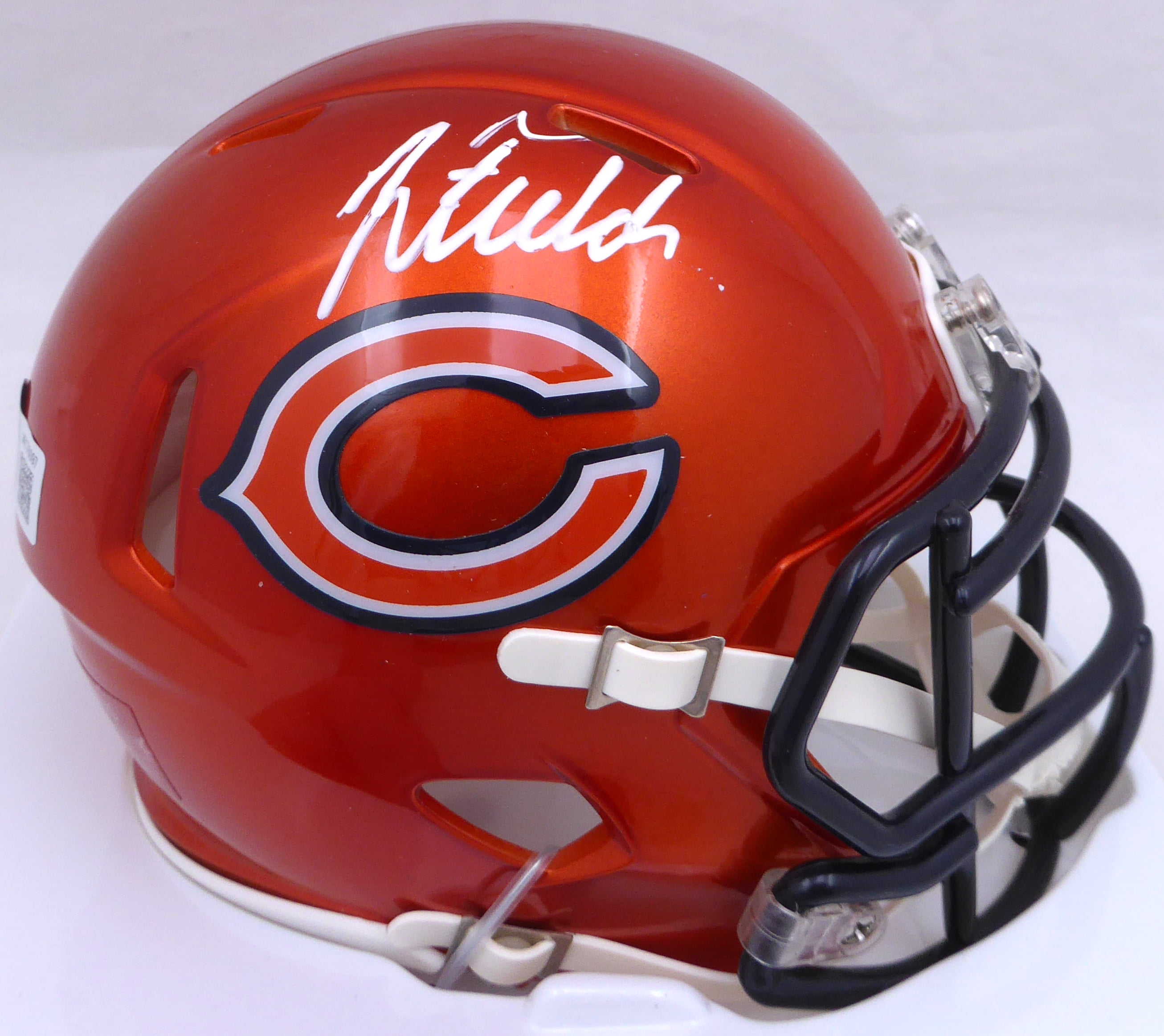 Justin Fields Autographed Orange Flash Speed Mini Helmet Chicago Bears ...