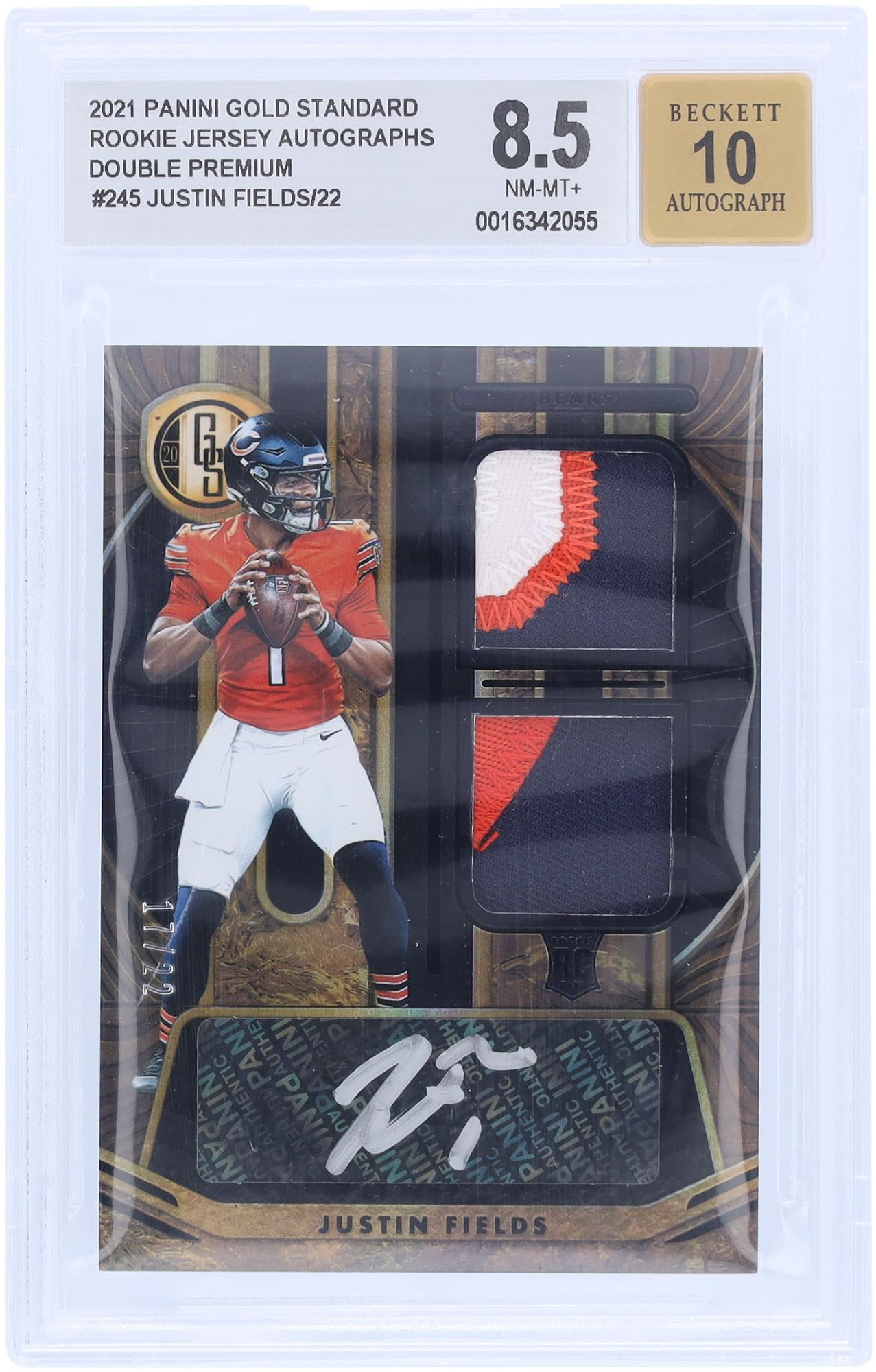 Justin Fields Chicago Bears Autographed 2021 Panini Gold Standard Dual ...