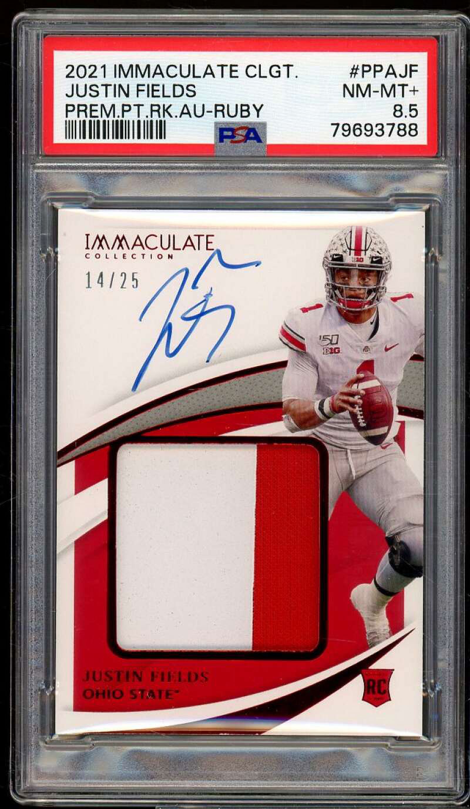 Justin Fields Rookie Card 2021 Immaculate Premium Auto Ruby #PAJF PSA 8 ...
