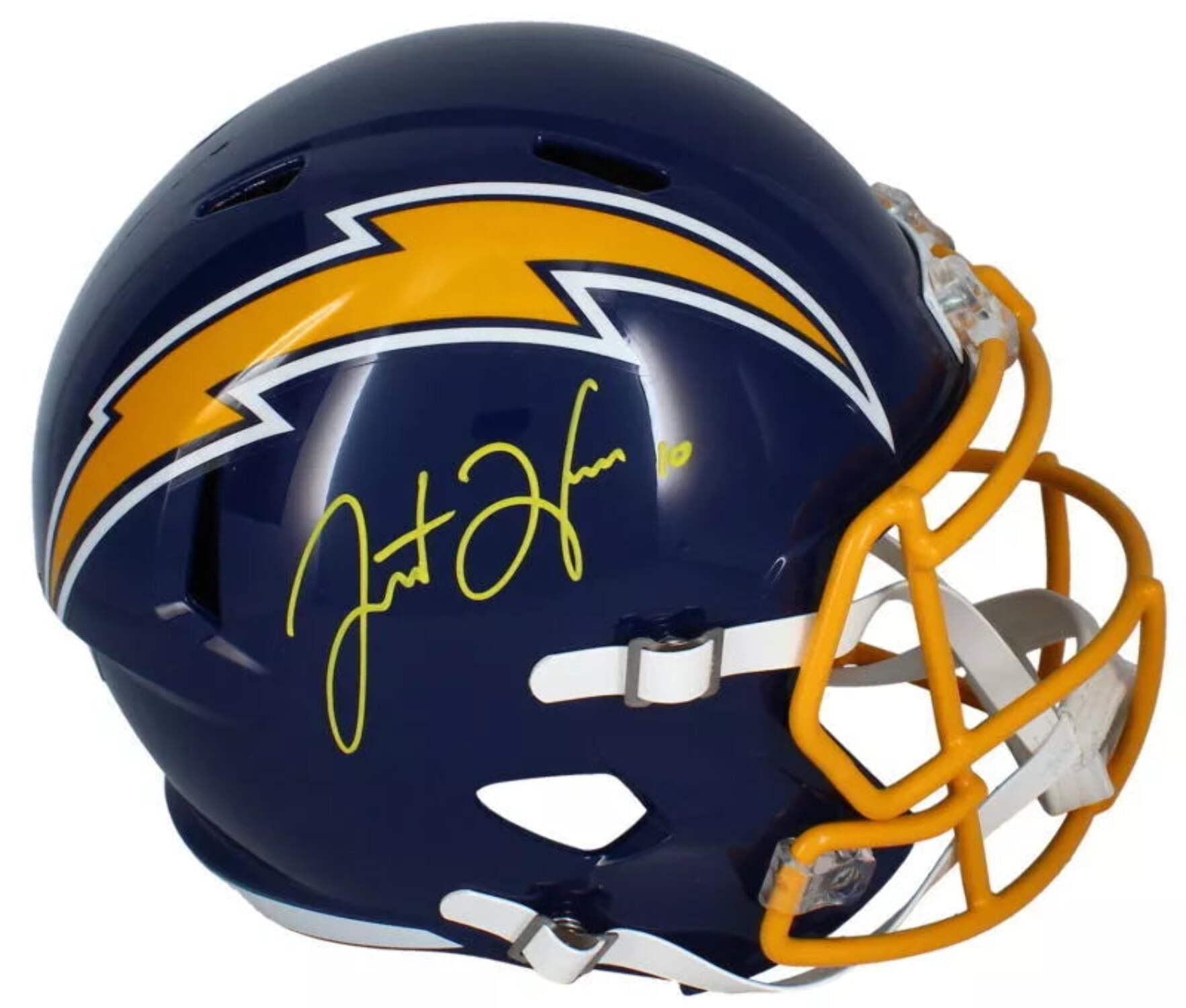 Justin Herbert Autographed Los Angeles Chargers 1974-87 Throwback Speed ...
