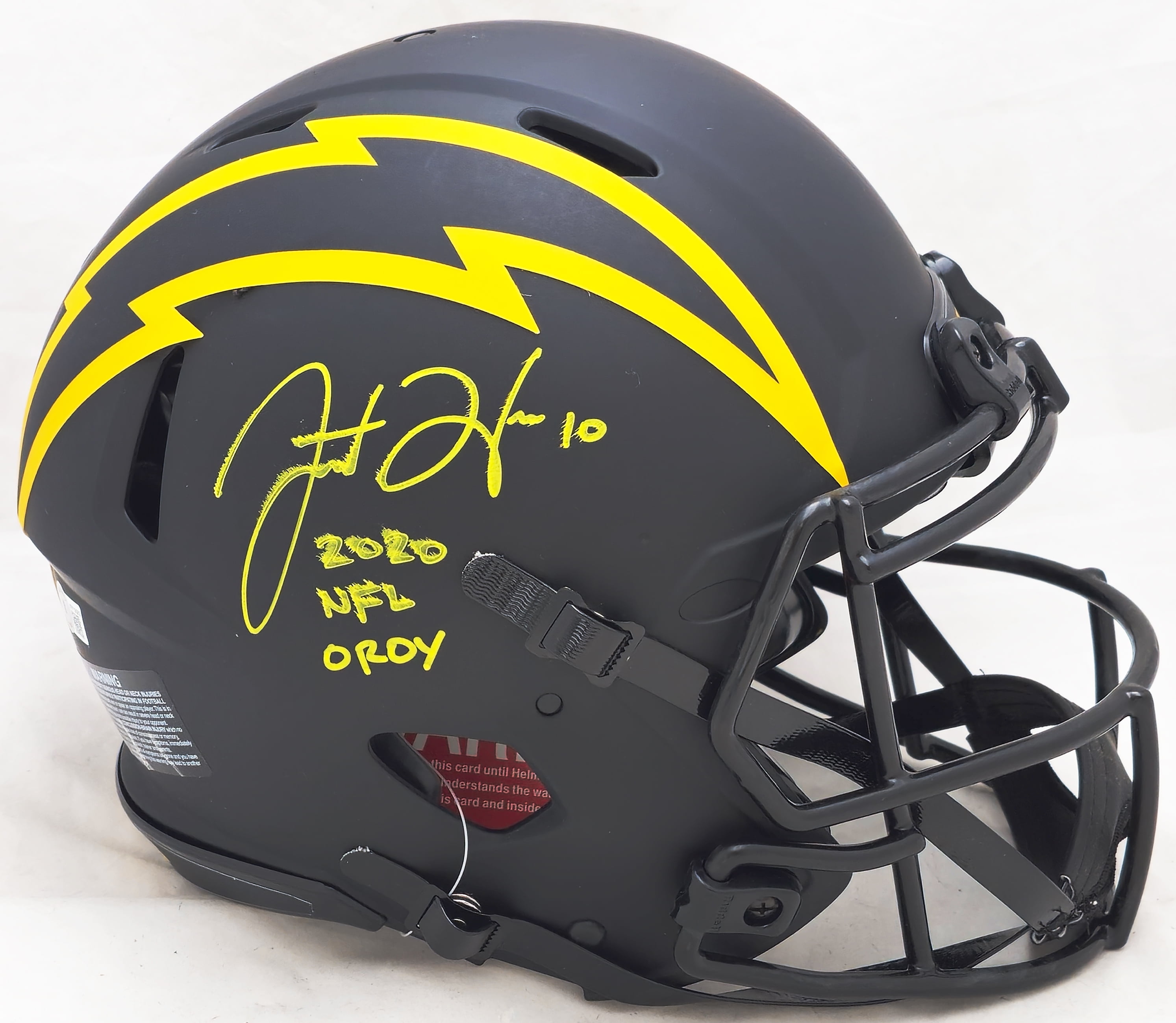 Justin Herbert Autographed Los Angeles Chargers Eclipse Black Full Size ...