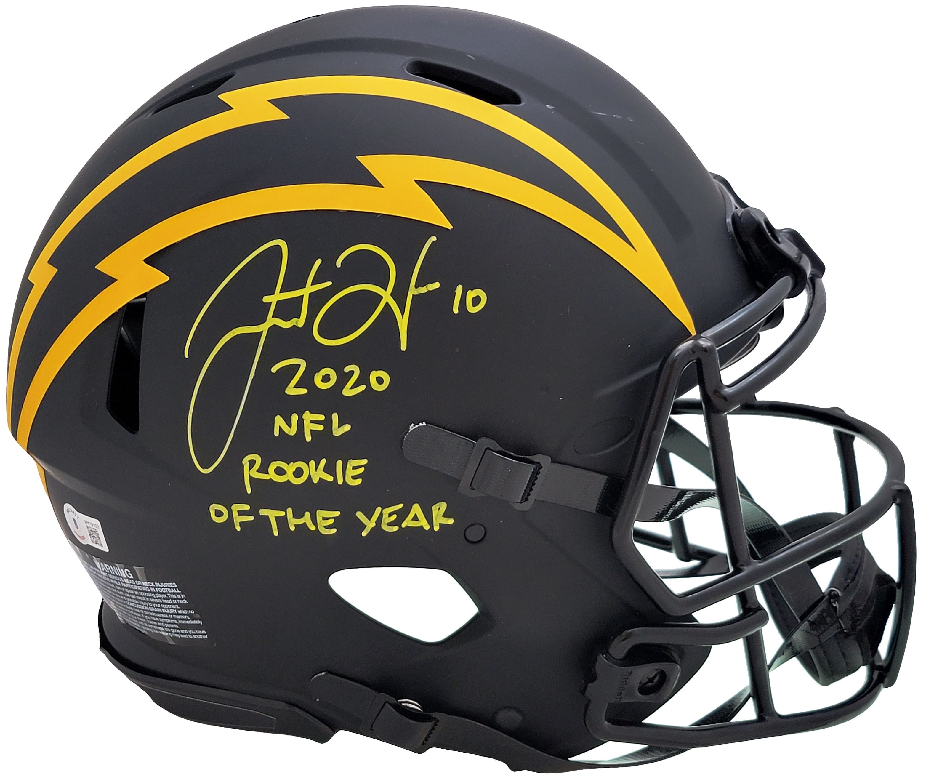 Justin Herbert Autographed Los Angeles Chargers Eclipse Black Full Size ...