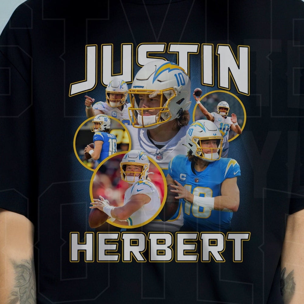 Justin Herbert Football Shirt for Men Women Vintage 90s Bootleg Style ...