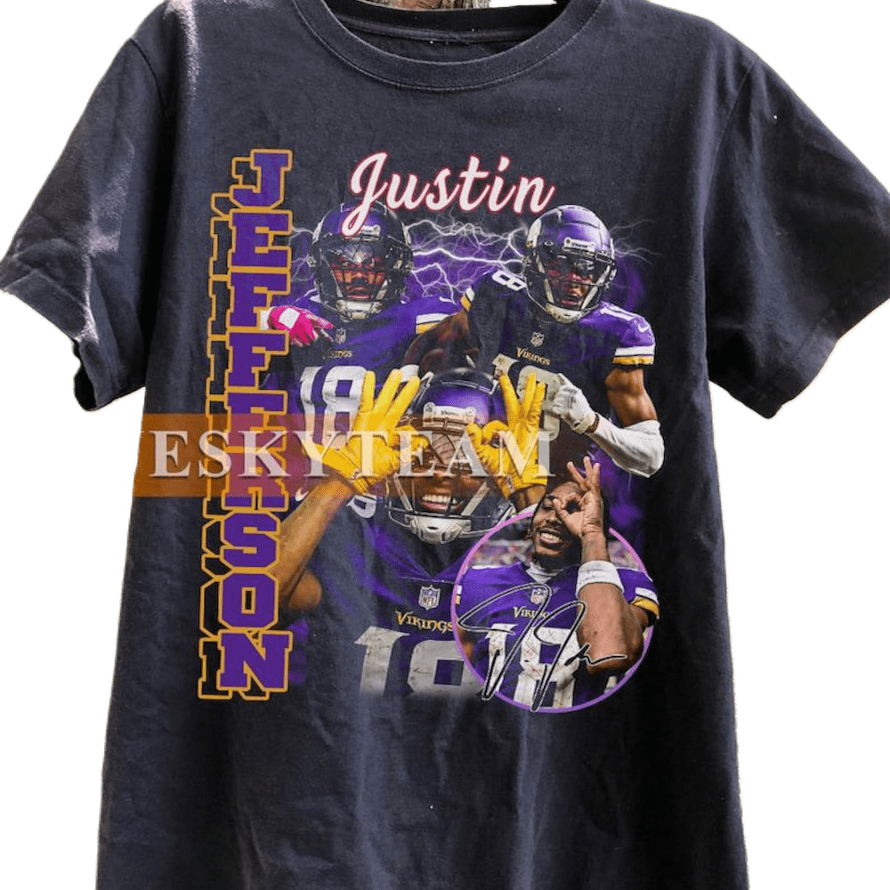 Justin Jefferson Football Shirt, Minnesota Football Vintage 90s Y2k ...