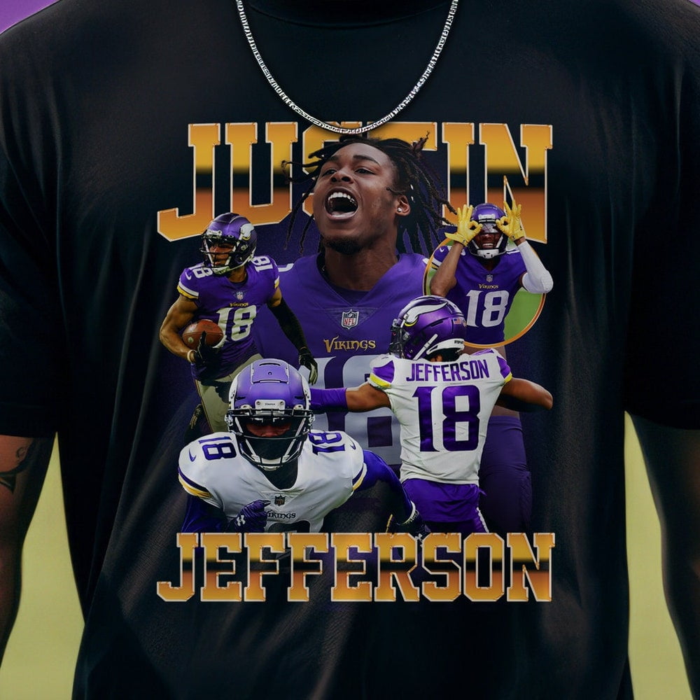 Justin Jefferson Football Shirt for Men Women Vintage 90s Bootleg Style ...