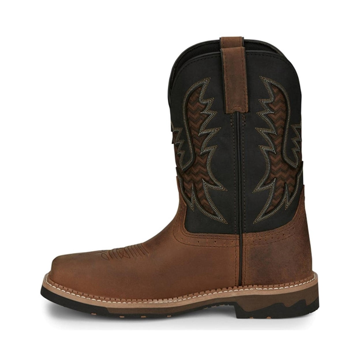 Justin Mens Stampede Bolt Nano Comp Pull-On Western Work Boot Square ...