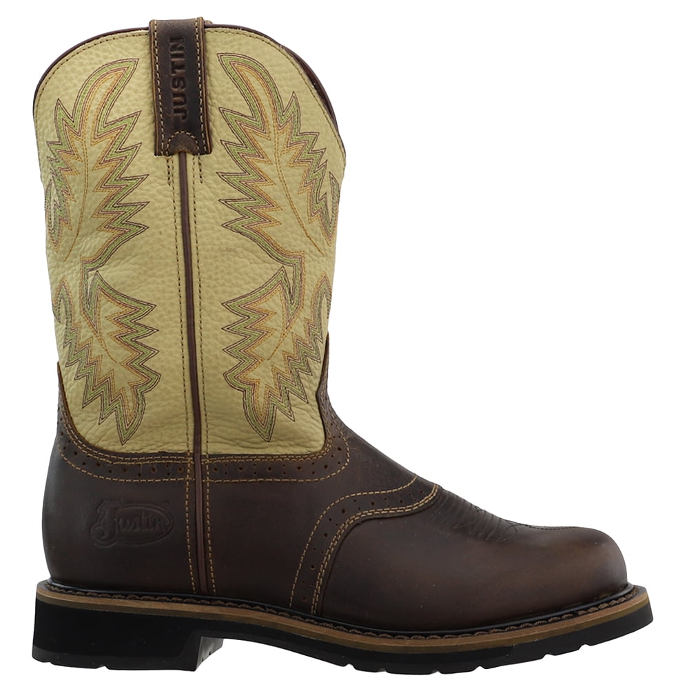 Justin Men's Superintendent Western Boot Round Toe Brown 10.5 D(M) US ...