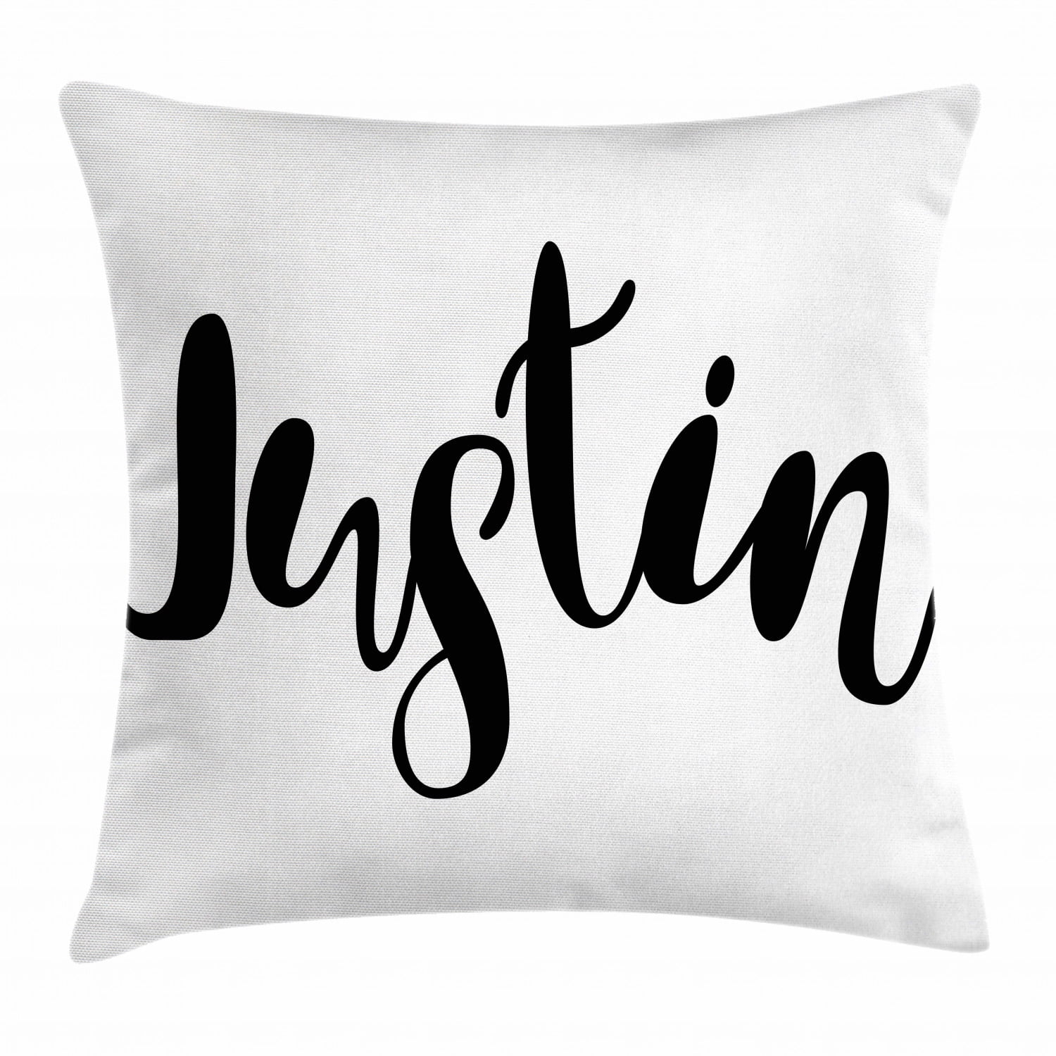 Justin Throw Pillow Cushion Cover, Modern Calligraphy with Popular Male ...