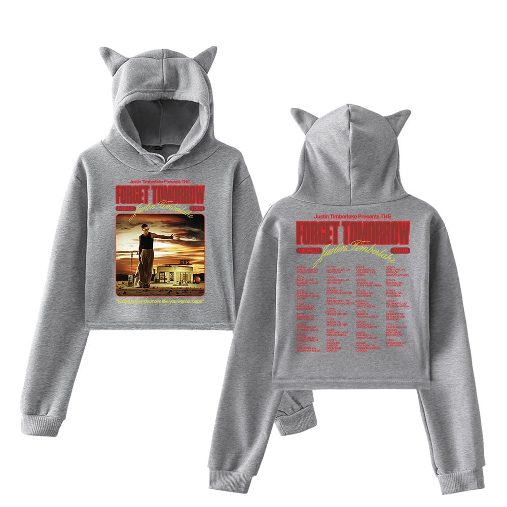 Justin Timberlake Photo Tour Merch Girl's Cute Cat Ear Cropped Pullover ...