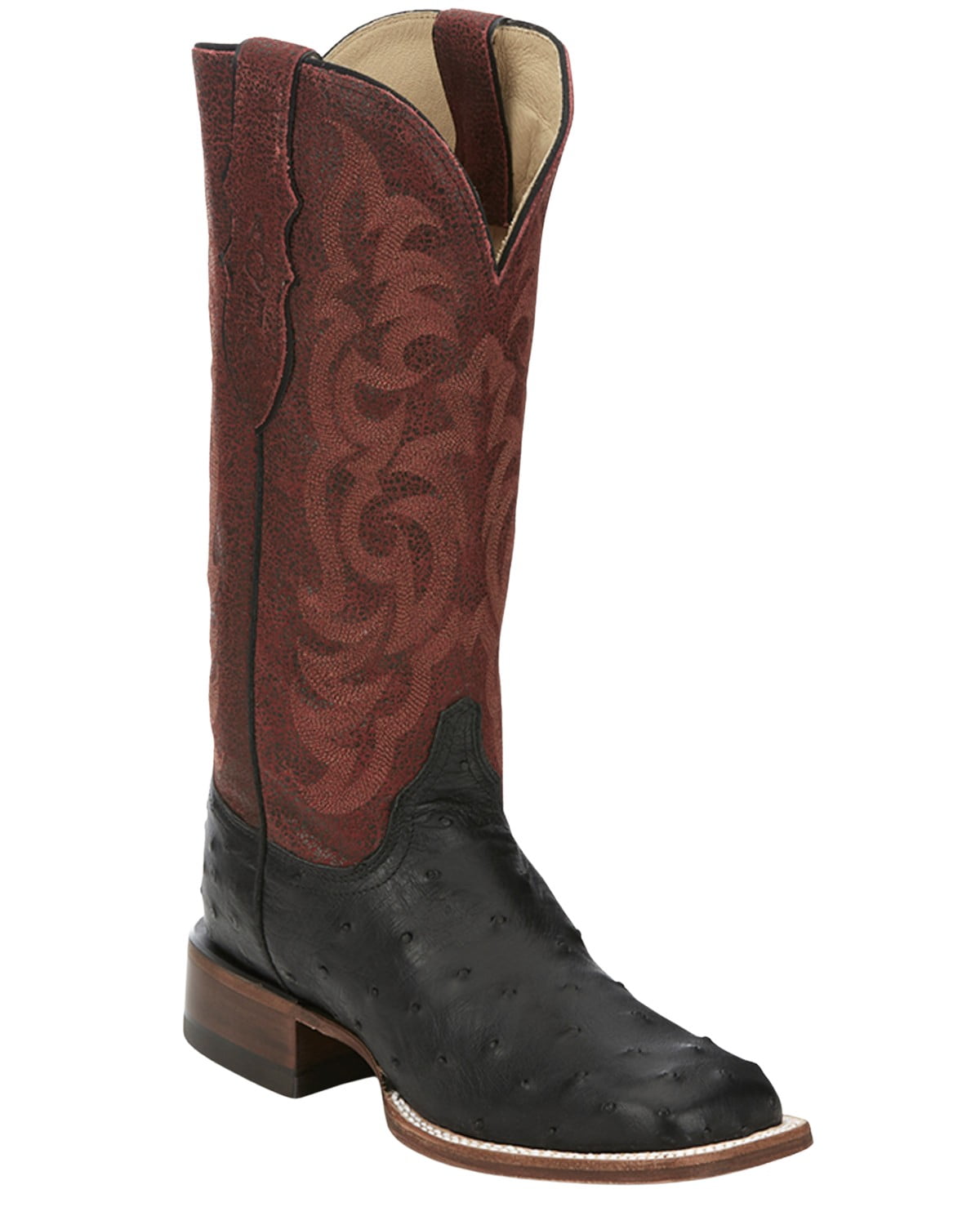 Justin Women's Exotic Full Quill Ostrich Western Boot Broad Square Toe ...