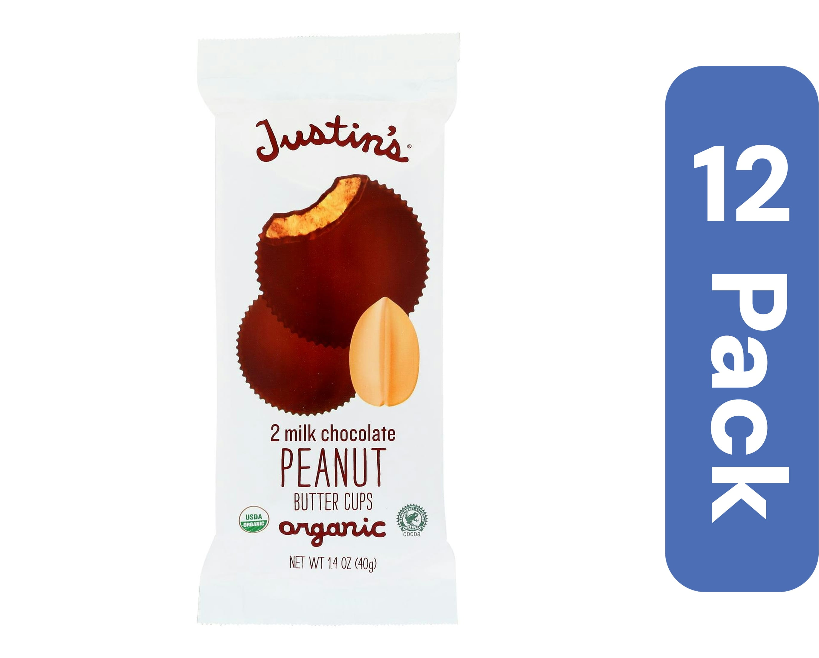 Justin's Chocolate Cup Peanut Butter Milk 1.4 oz (Pack Of 12) - Walmart.com