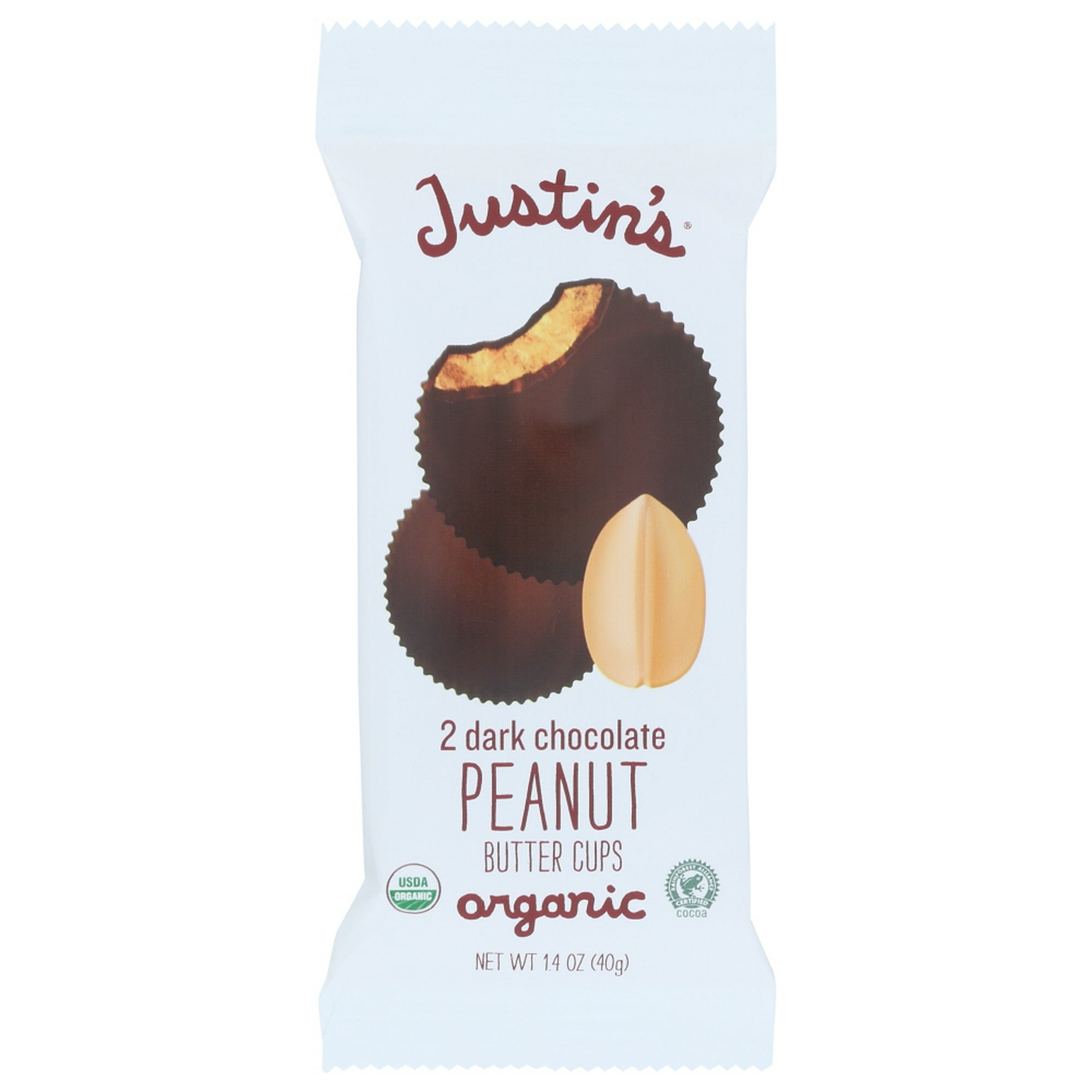 Justin's Organic USDA Dark Chocolate Peanut Butter Cups, Dairy Free ...