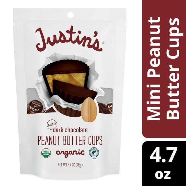 Organic Justin's Mini Dark Chocolate Peanut Butter Cups, 4.7 Oz - Pack ...