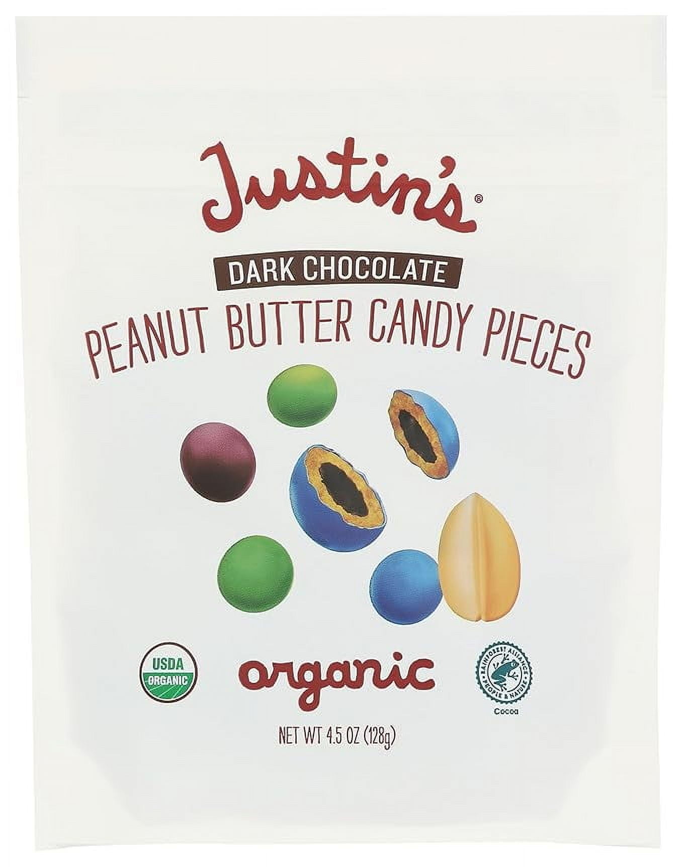 Justin’s Organic Dark Chocolate Peanut Butter Candy Pieces, 4.5 Oz, 6 ...