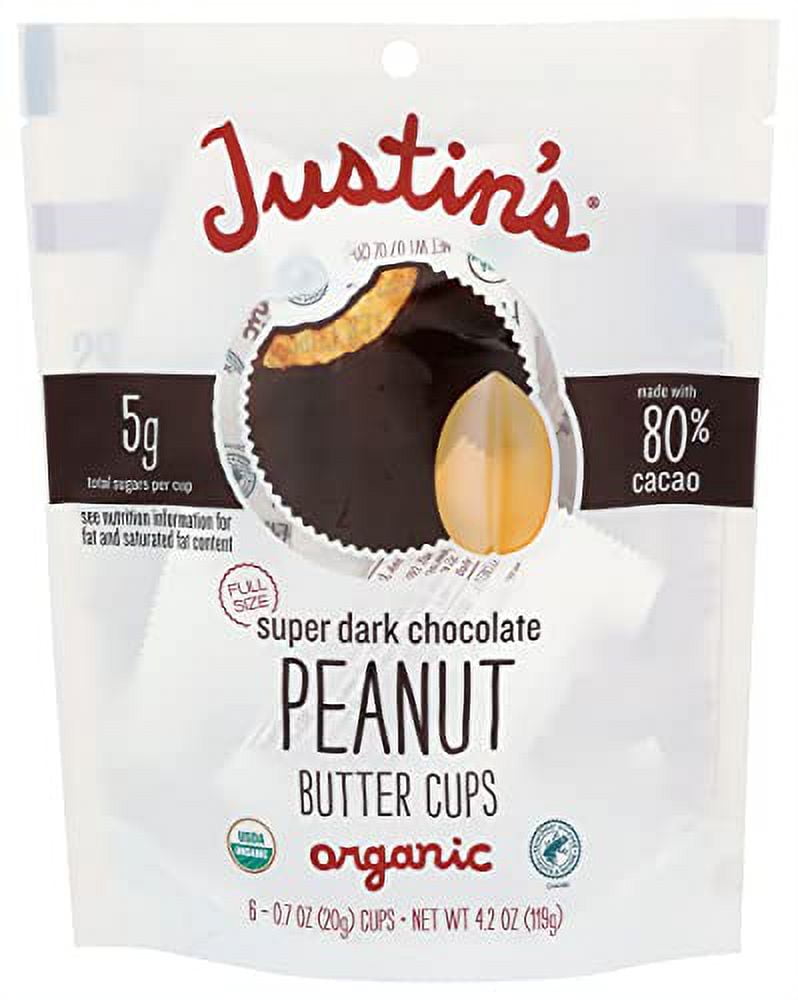Justin's - Peanut Butter Cup Spr Dark Chocolate - Case Of 6-4.2 Oz ...