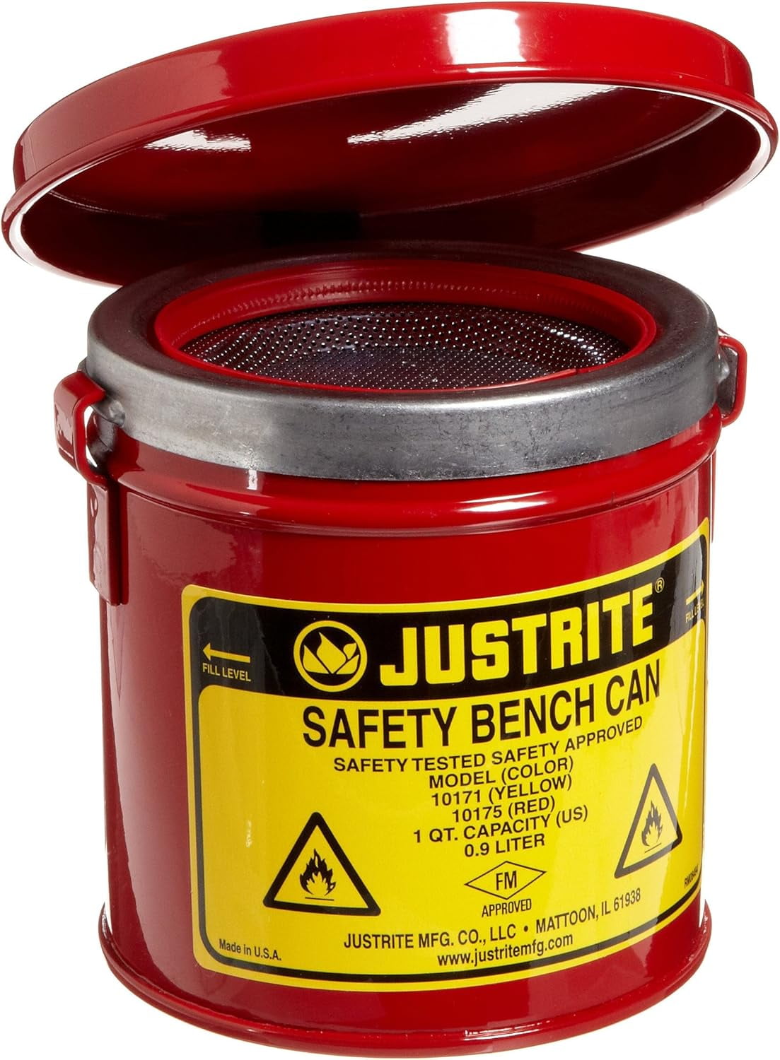 Justrite 10175 1 Quart, 5 1/2" H, 4 7/8" O.D, 4 1/2" Diameter 24 Gauge ...