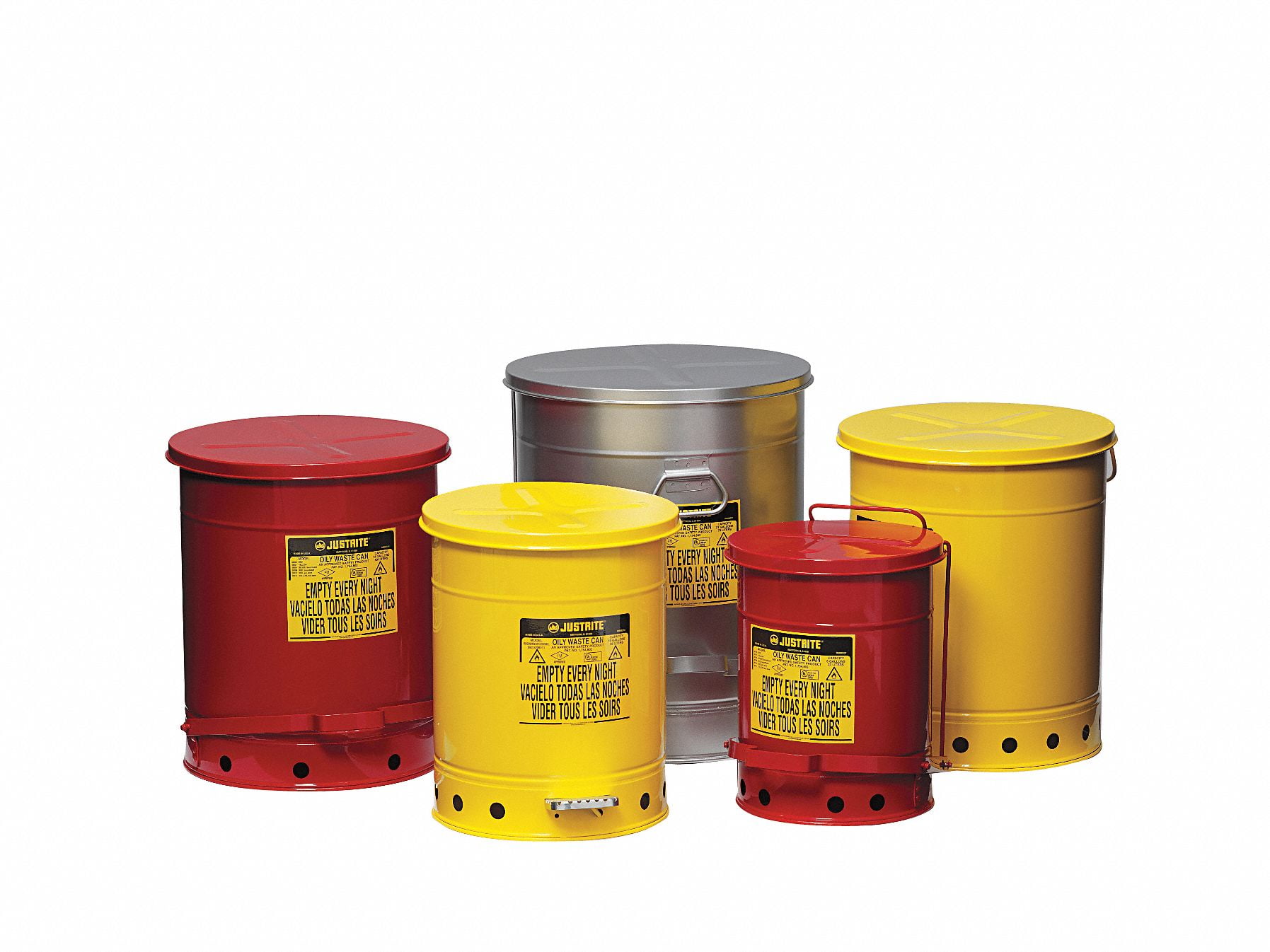 Justrite Oily Waste Can,10 Gal.,Steel,Red 09308 - Walmart.com