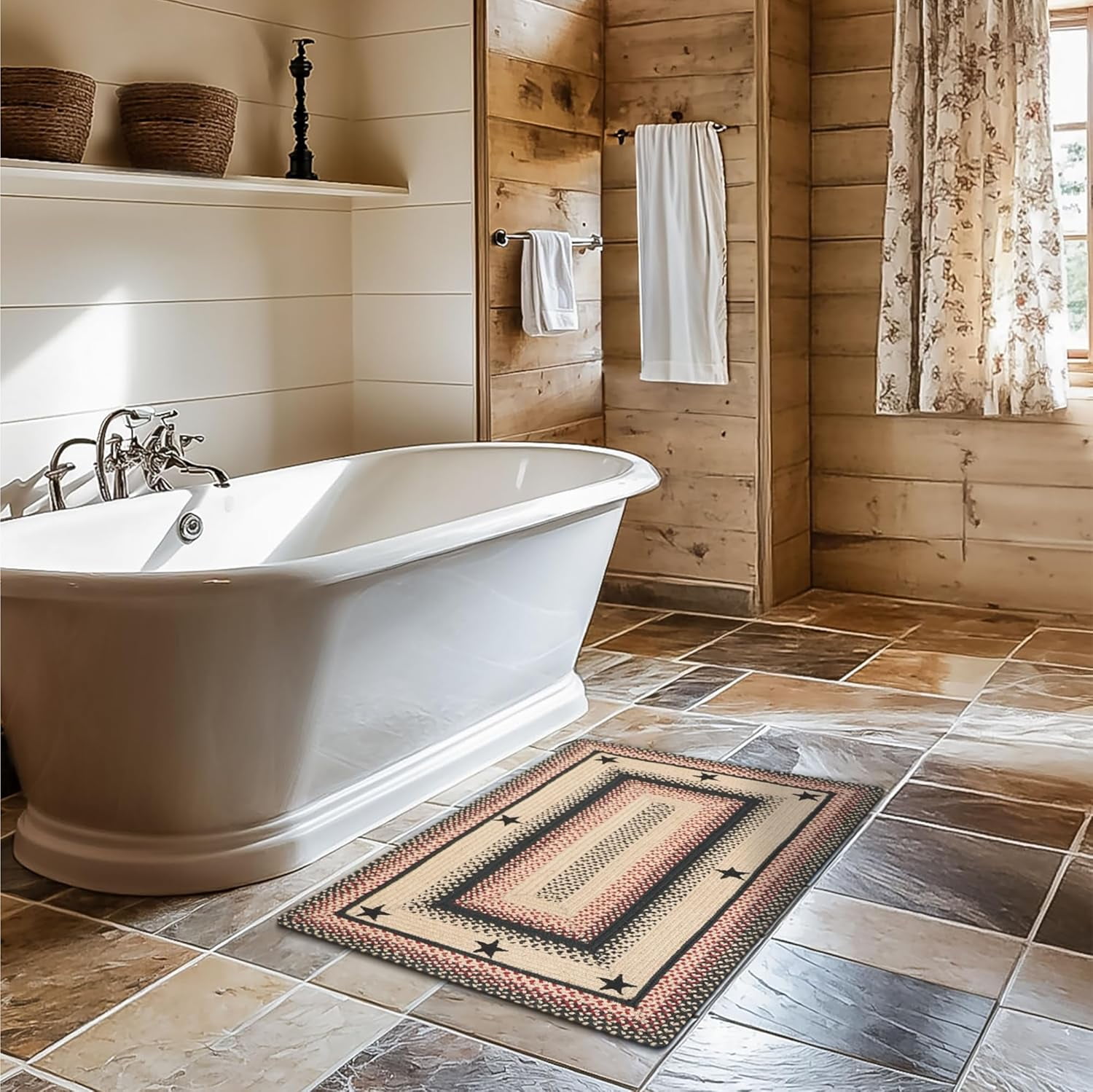 Jute Braided Rug 27x45in Rect Black-Tan-Red Natural Jute Rug. Uses ...