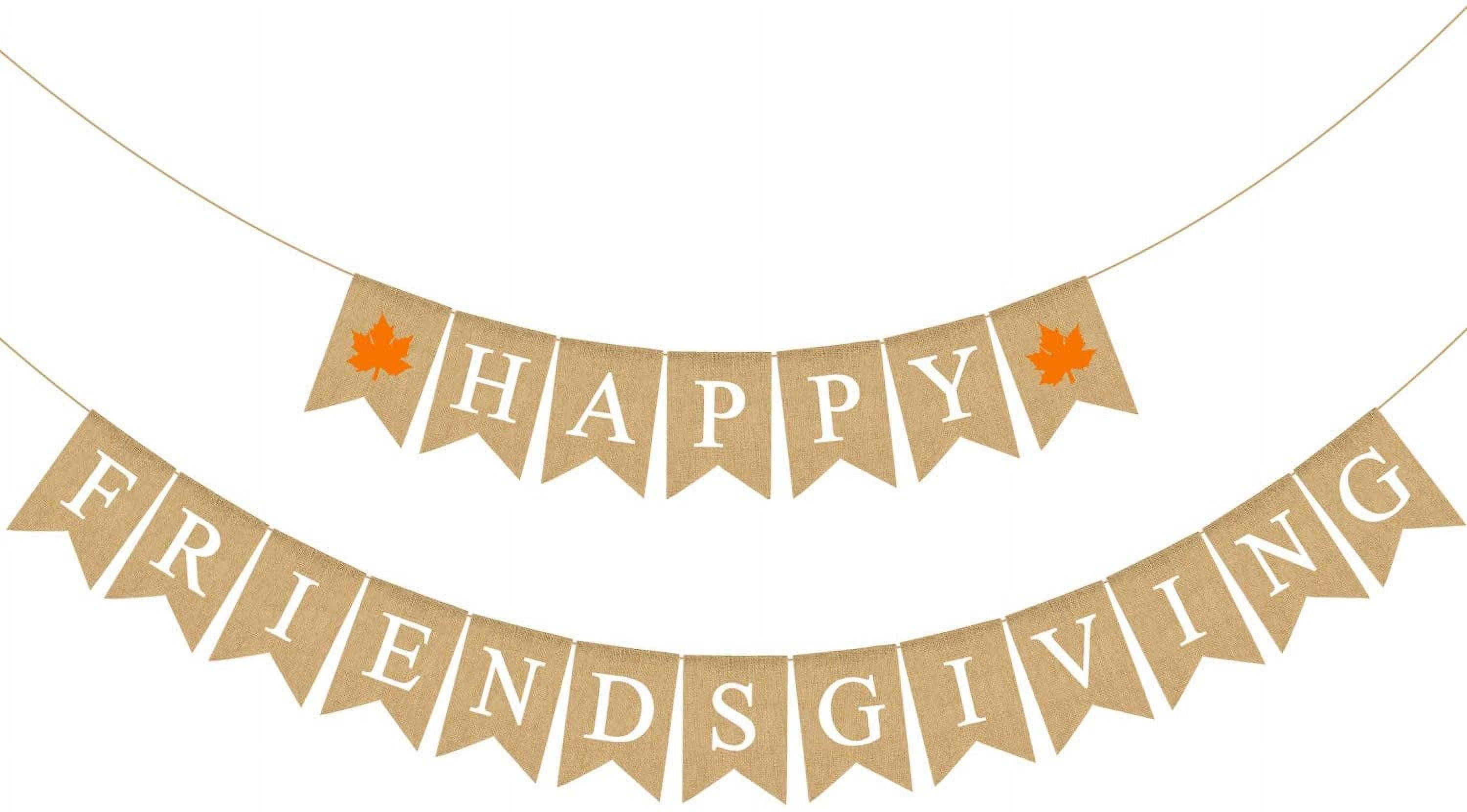 Jute Burlap Happy Friendsgiving Banner with Maple Leaves Fall Friends ...