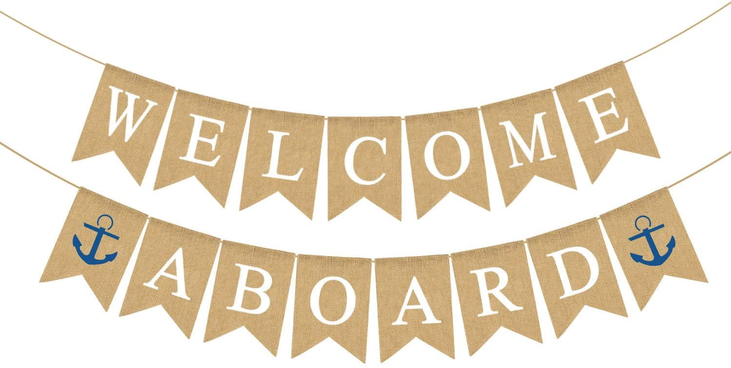 Jute Burlap Welcome Aboard Banner Nautical Boy Baby Shower Birthday ...