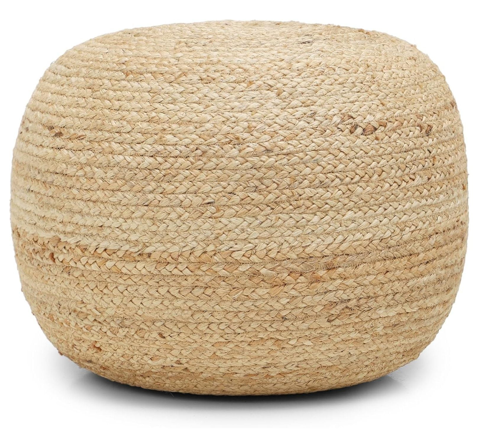 · Jute Circular Jute Pouf Ottoman - Braided Pouffe Accent Sitting Round ...
