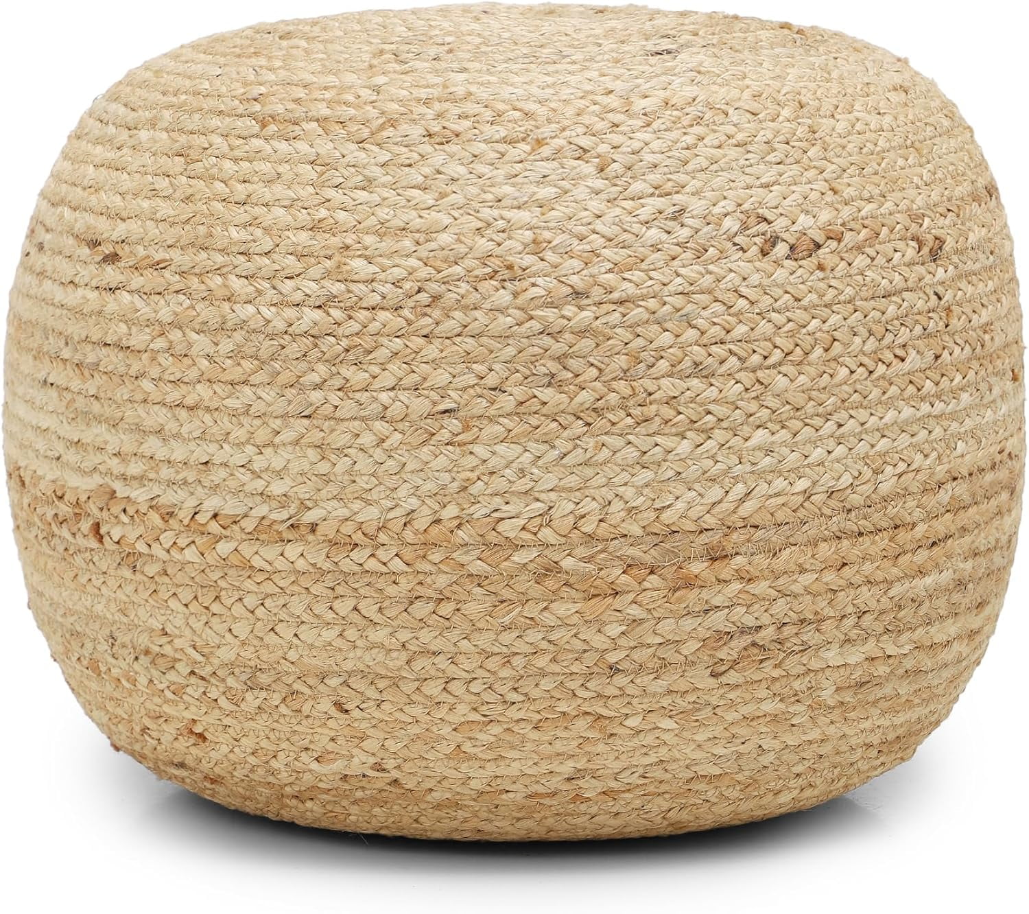 · Jute Circular Jute Pouf Ottoman - Braided Pouffe Accent Sitting Round ...