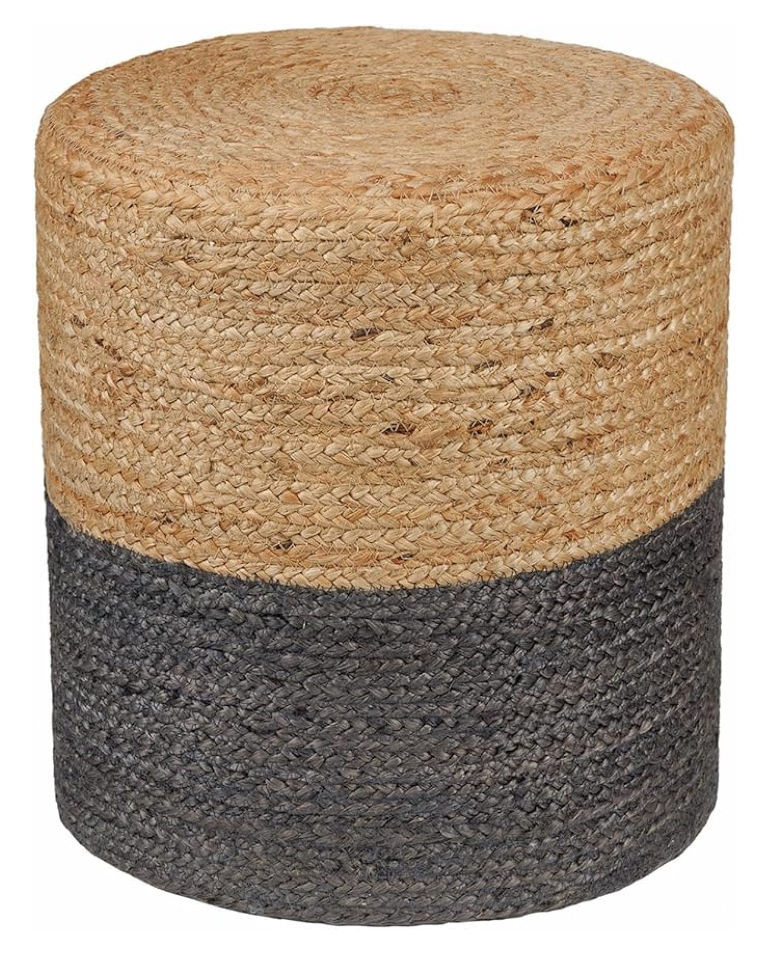 Jute Pouf Foot Stool Ottoman - 14.5” Cylinder Boho Pouffe for Living ...
