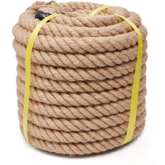Jute Rope Heavy Duty 2 Inch 25 Feet, Natural Hemp Rope, Twisted Hemp ...