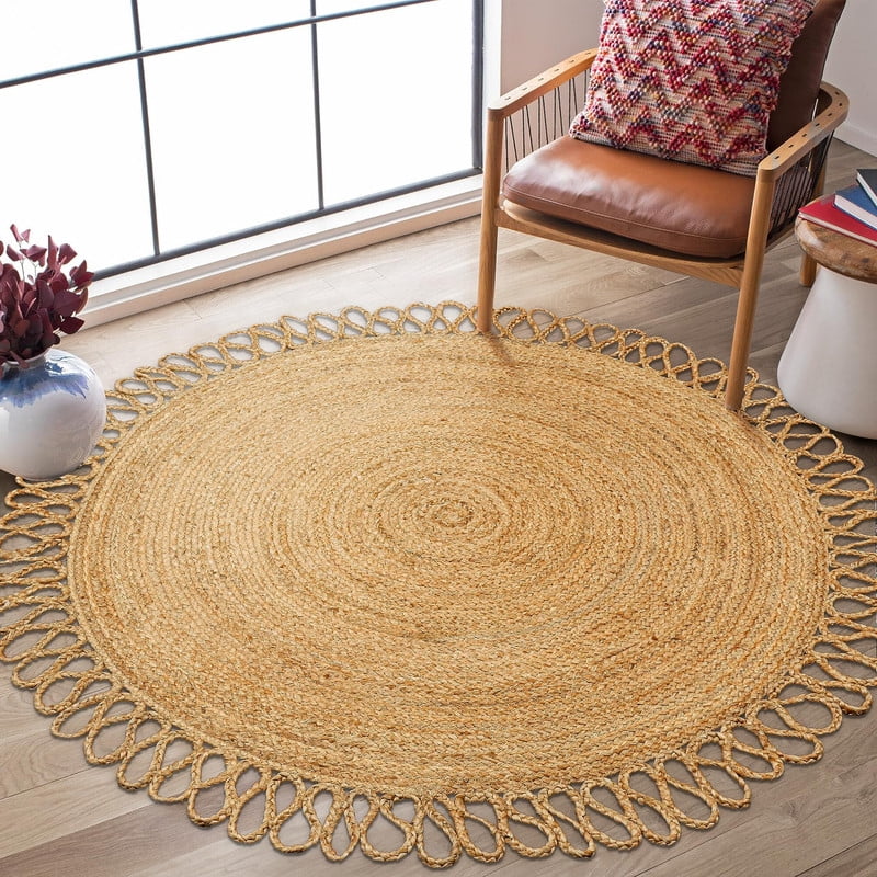 Jute Round Rug – Reversible Farmhouse Rug, Natural Decorative Circle ...