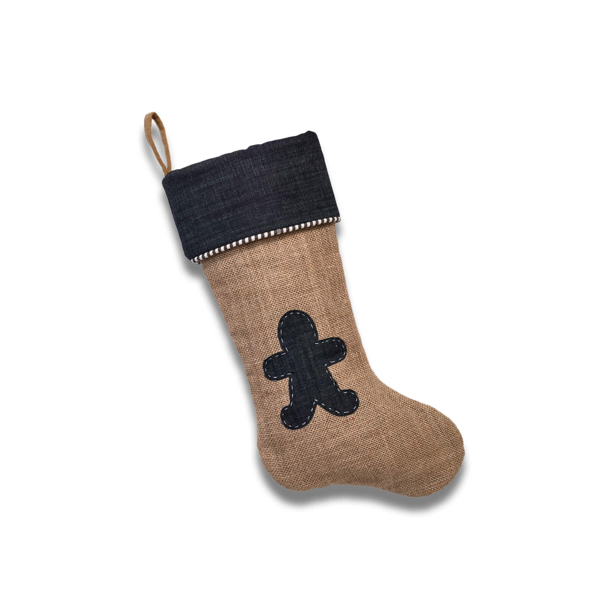 Jute Stocking with Dress Denim Gingerbread Man - Walmart.com