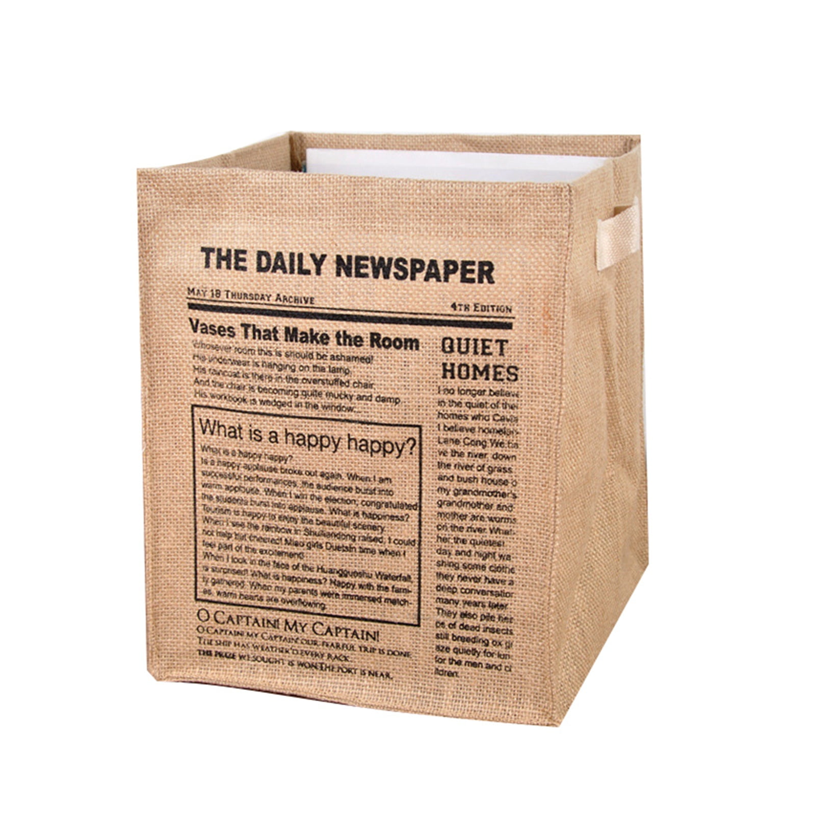 Jute Storage Box Foldable Waterproof Film Easy Cleaning Mild Texture ...