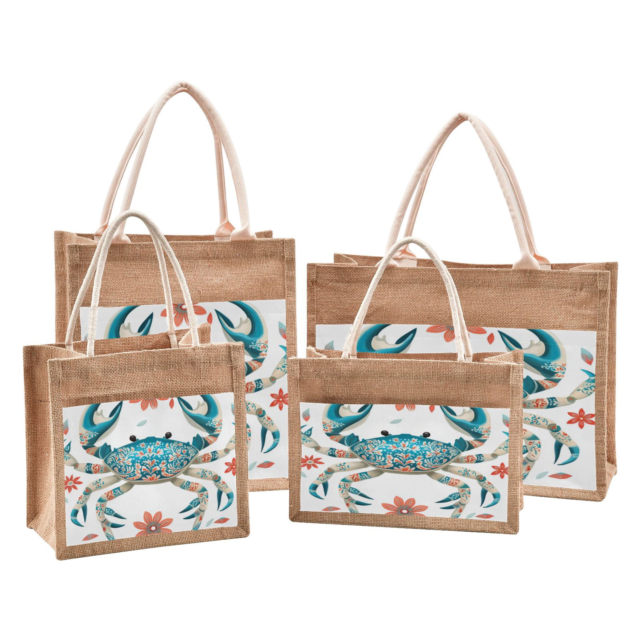 Jute Tote Bag with Zipper Pocket Reusable Grocery Shopping Bags for ...