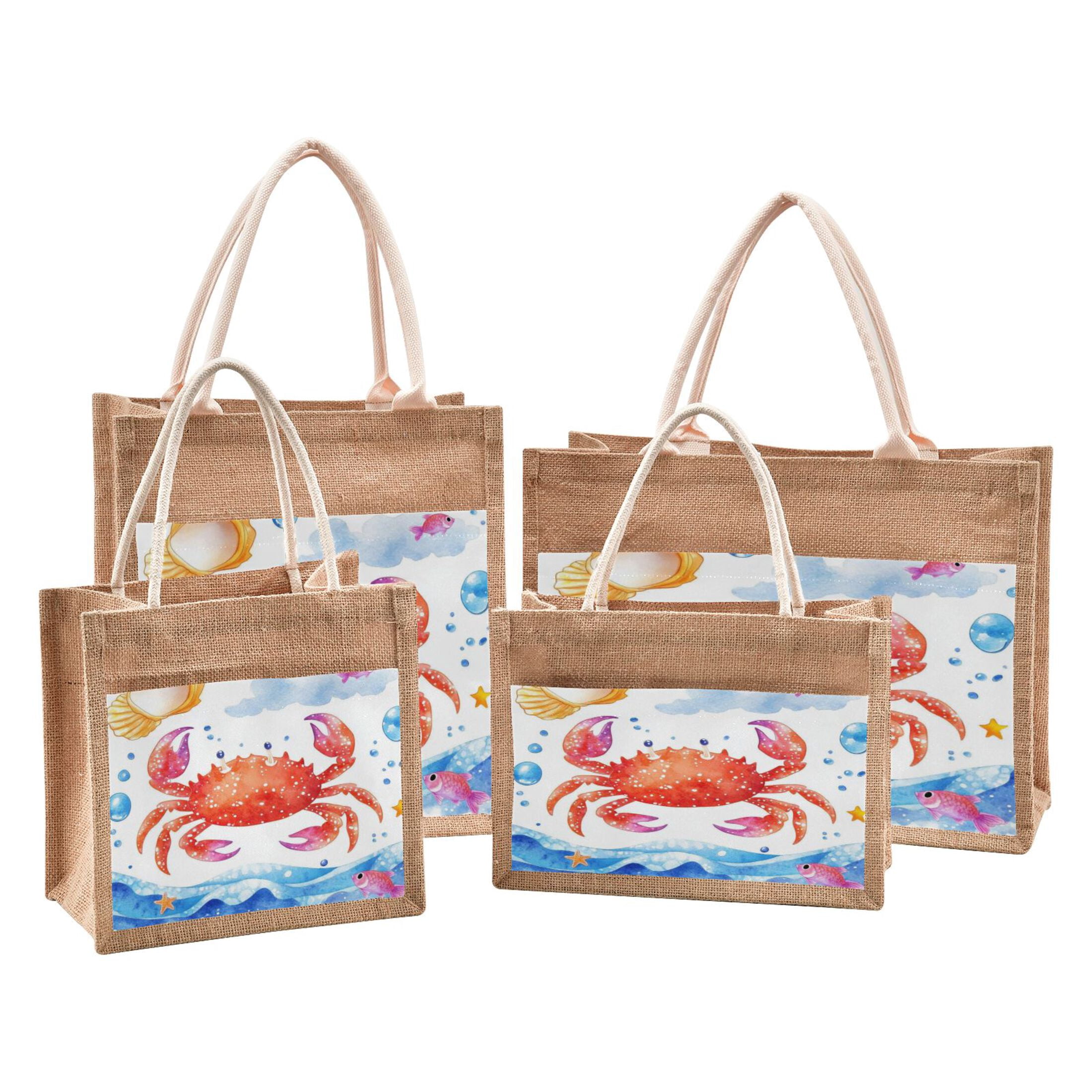 Jute Tote Bag with Zipper Pocket Reusable Grocery Shopping Bags for ...