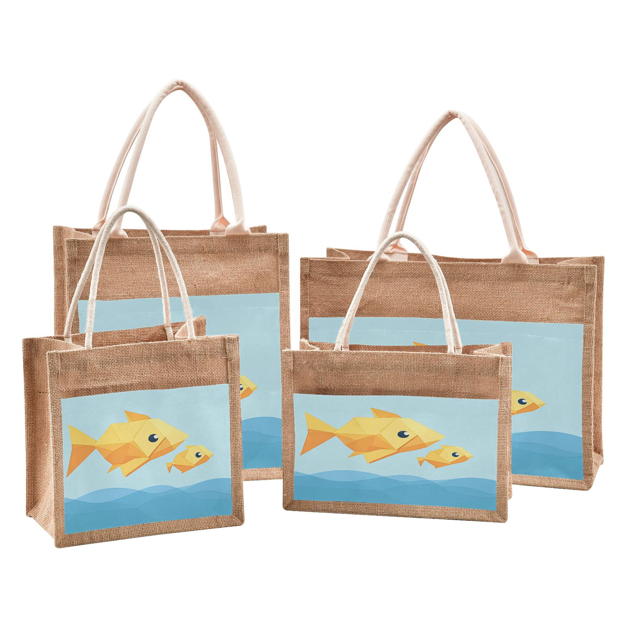 Jute Tote Bag with Zipper Pocket Reusable Grocery Shopping Bags for ...