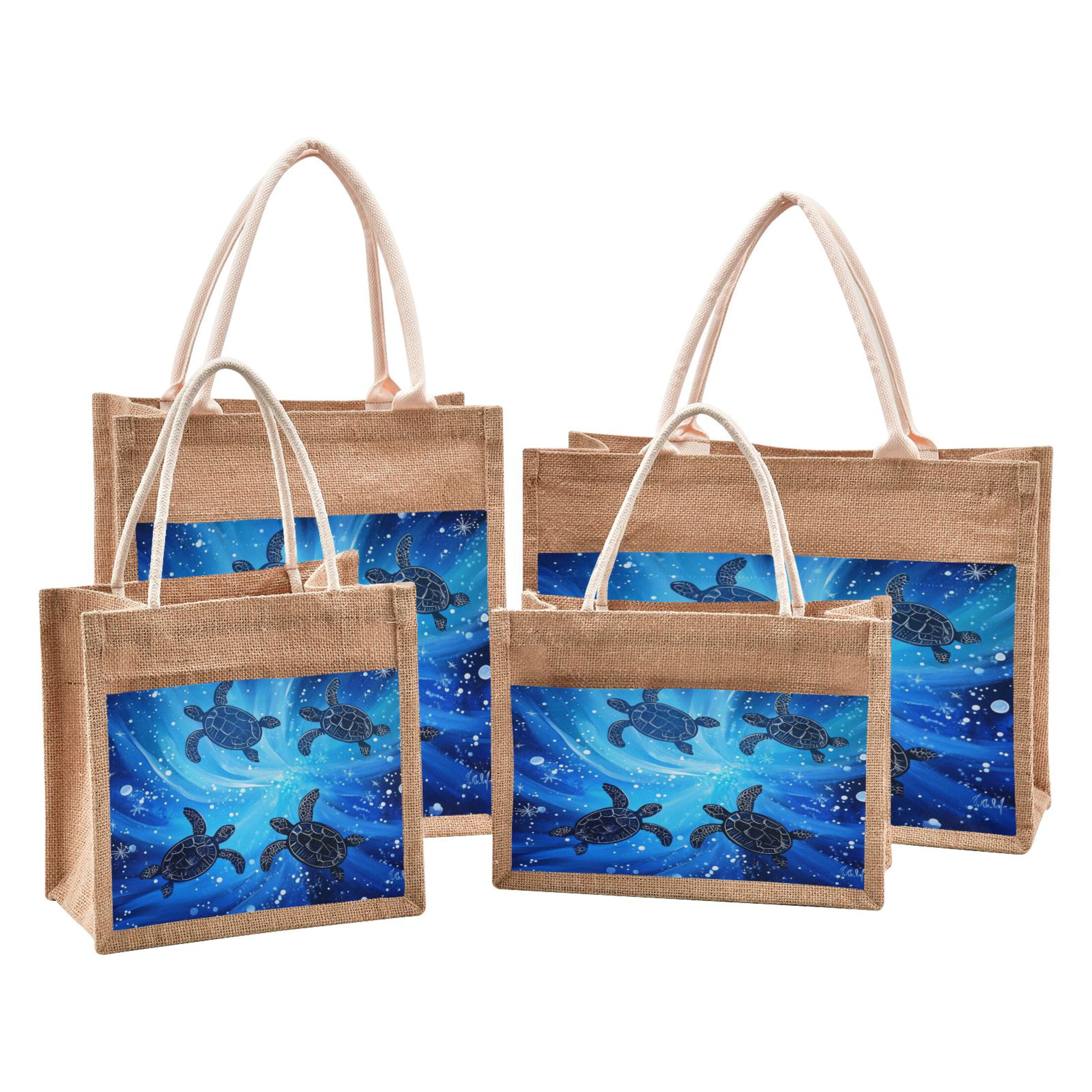 Jute Tote Bag with Zipper Pocket Reusable Grocery Shopping Bags for ...