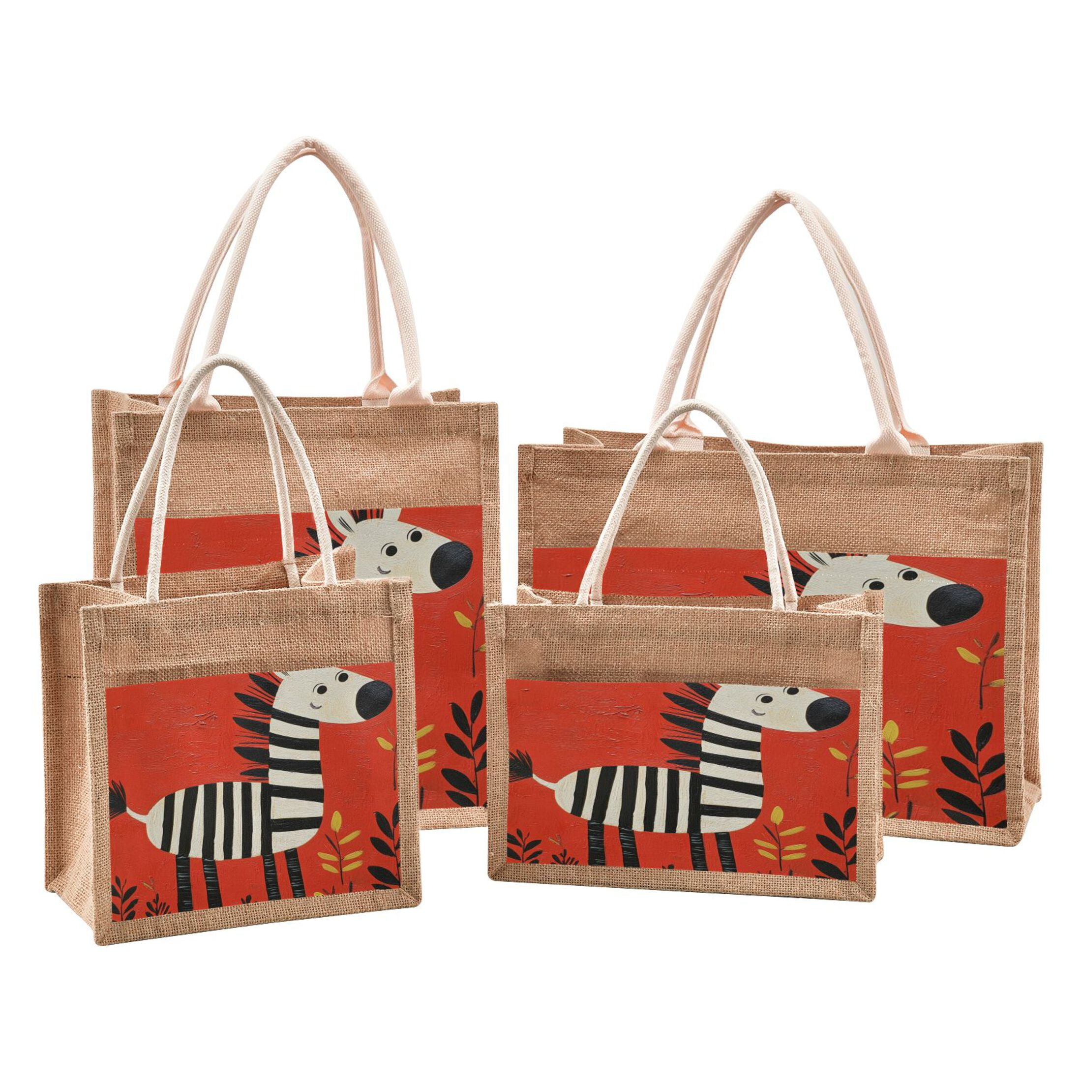 Jute Tote Bag with Zipper Pocket Reusable Grocery Shopping Bags for ...