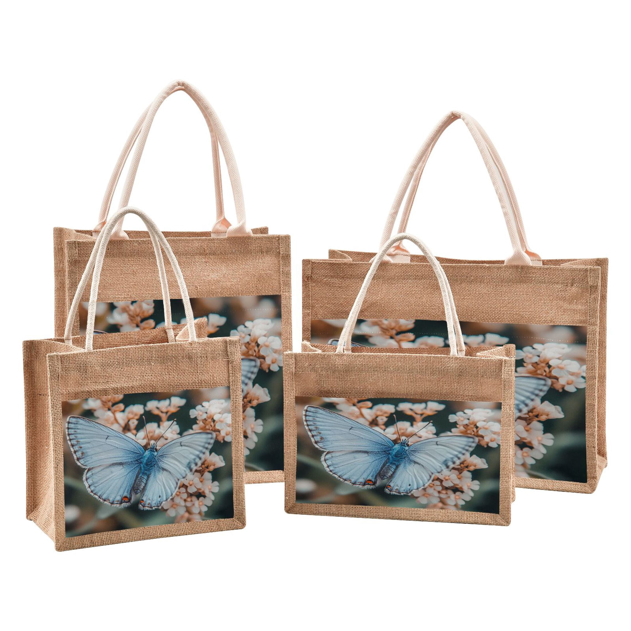 Jute Tote Bag with Zipper Pocket Reusable Grocery Shopping Bags for ...