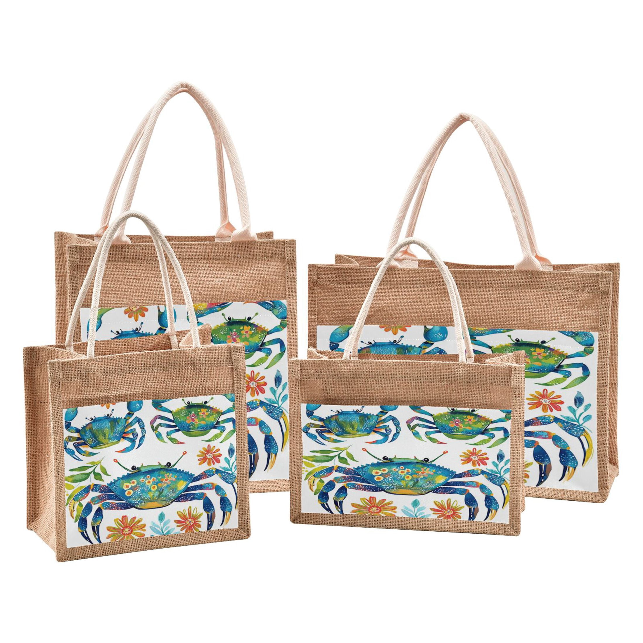 Jute Tote Bag with Zipper Pocket Reusable Grocery Shopping Bags for ...