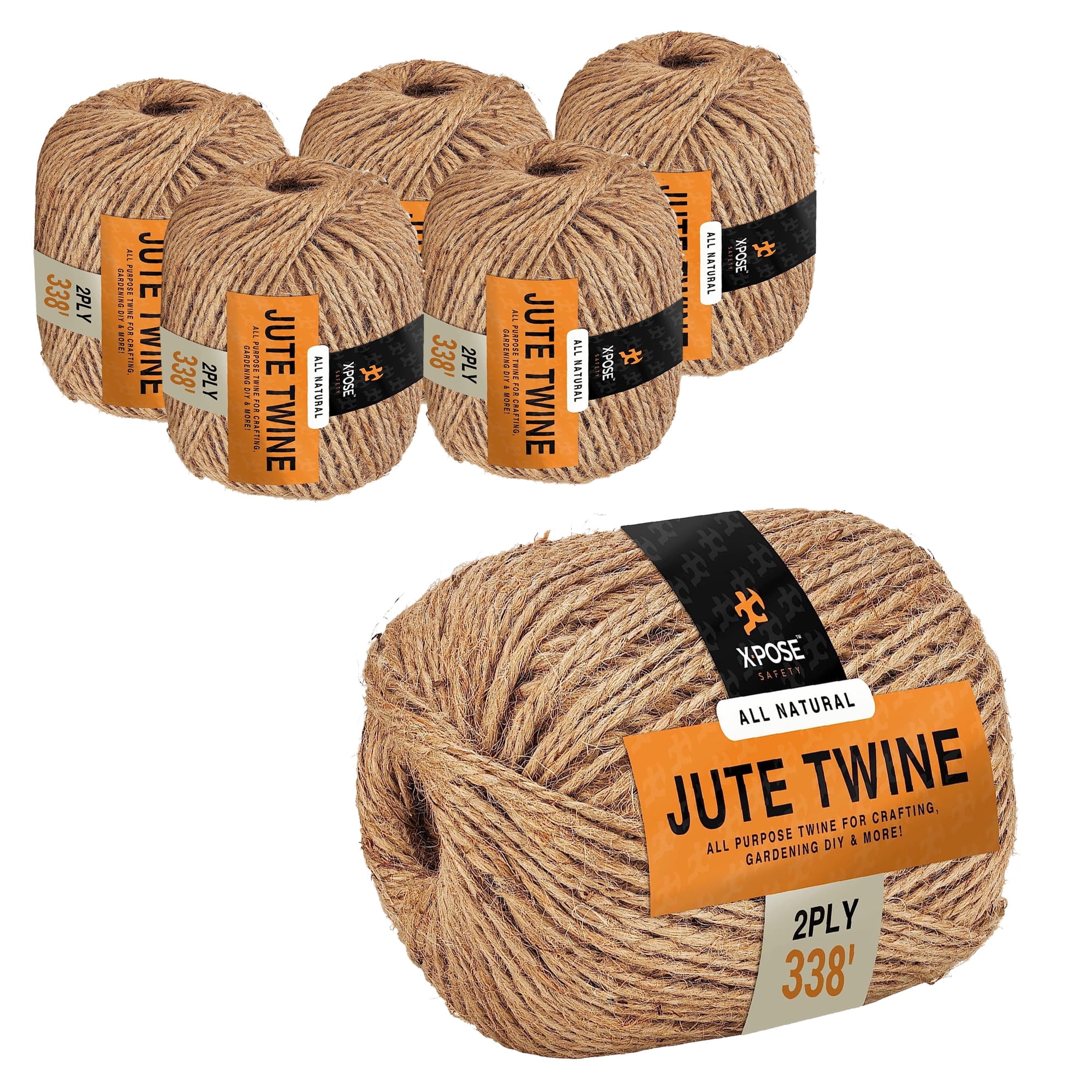 Jute Twine - 2 Ply Brown Roll 338' Jute Twine for Crafts - Soft Yet ...
