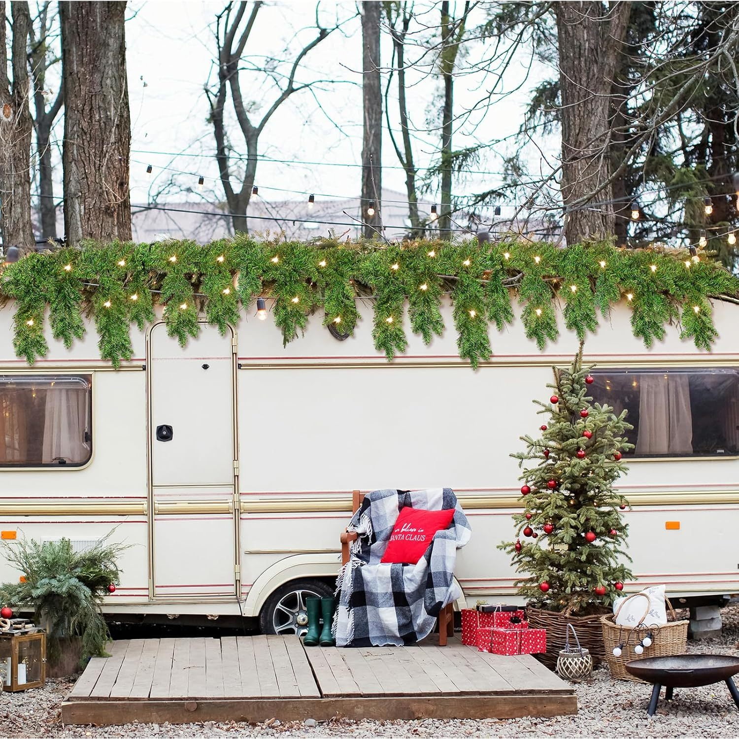 Jutom 1 Piece 9 Feet Christmas Cascading Garland with Lights Christmas ...