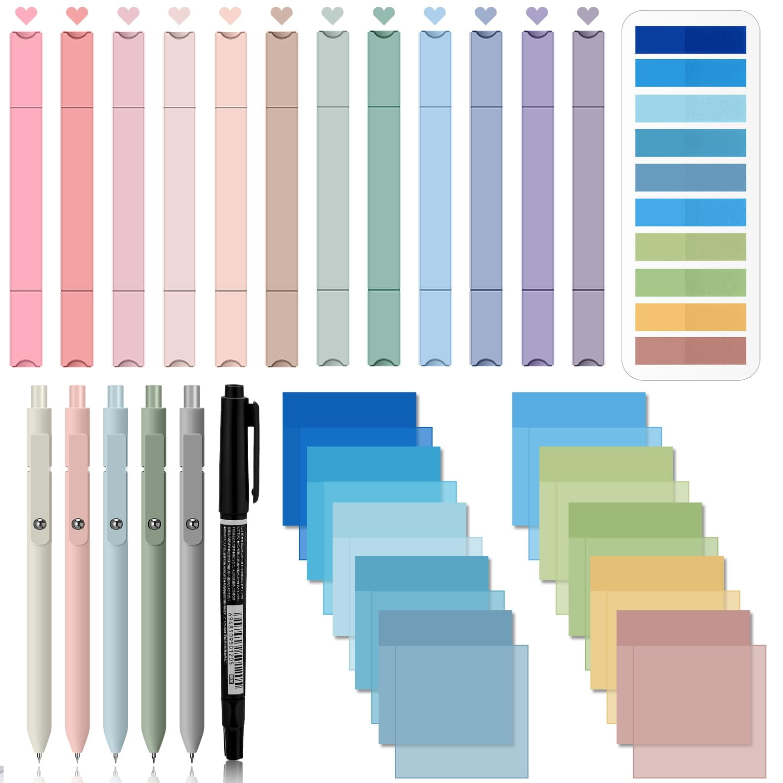 Jutom 38 Pcs Book Annotation Kit Aesthetic Highlighters Gel Pens Set ...