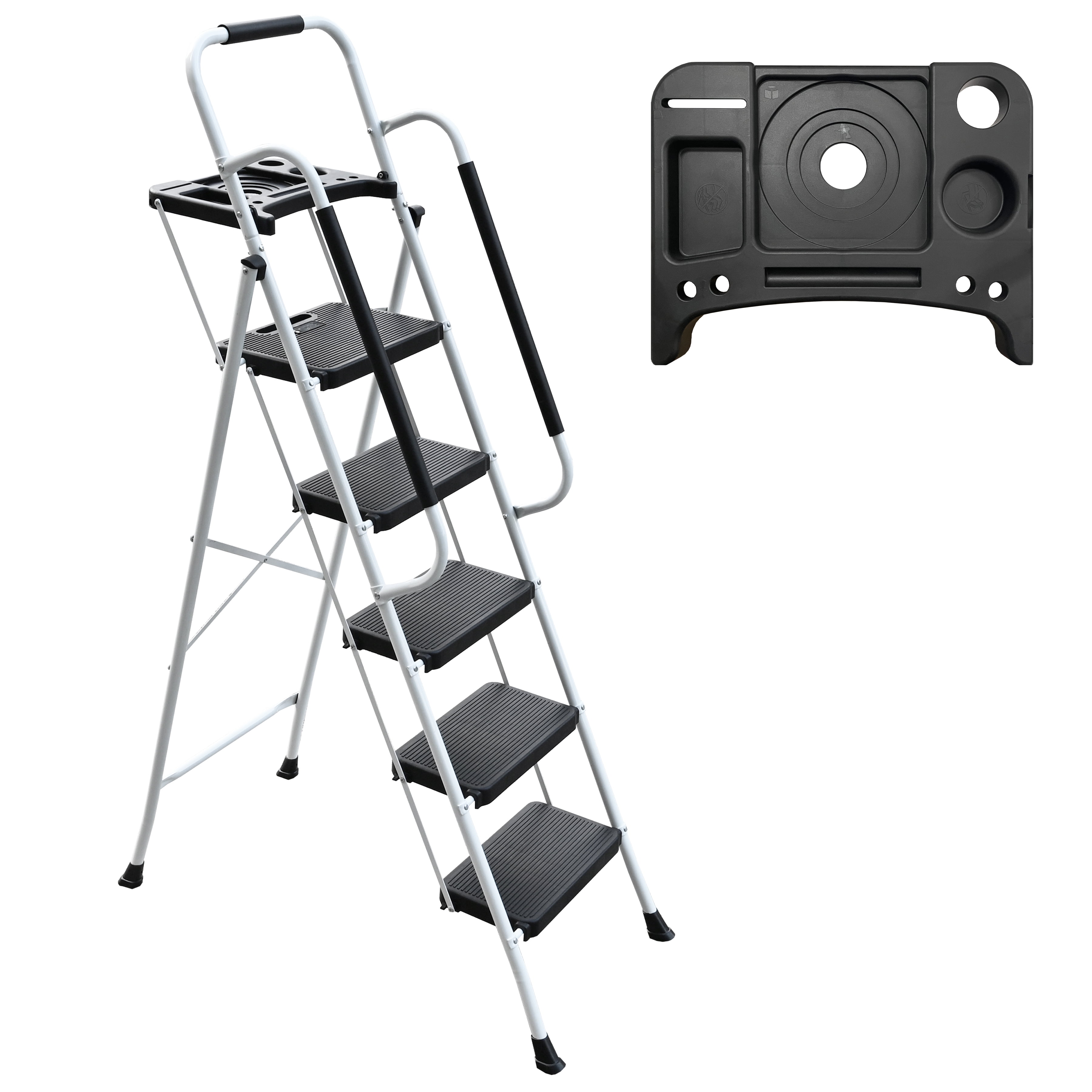 Juuar 5 Step Ladder with Convenient Handrails & Tool Plateform, Folding ...