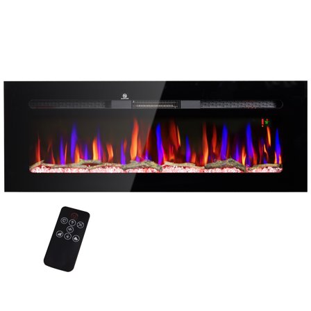 Warm House Oslo Wall-Mounted LED Fireplace with Color-Changing Flame ...