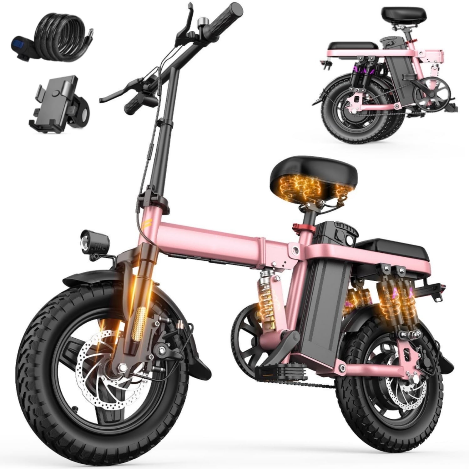 Juuar 500w Foldable Electric Bike 14 Ebike 48v 15ah Electric Mountain