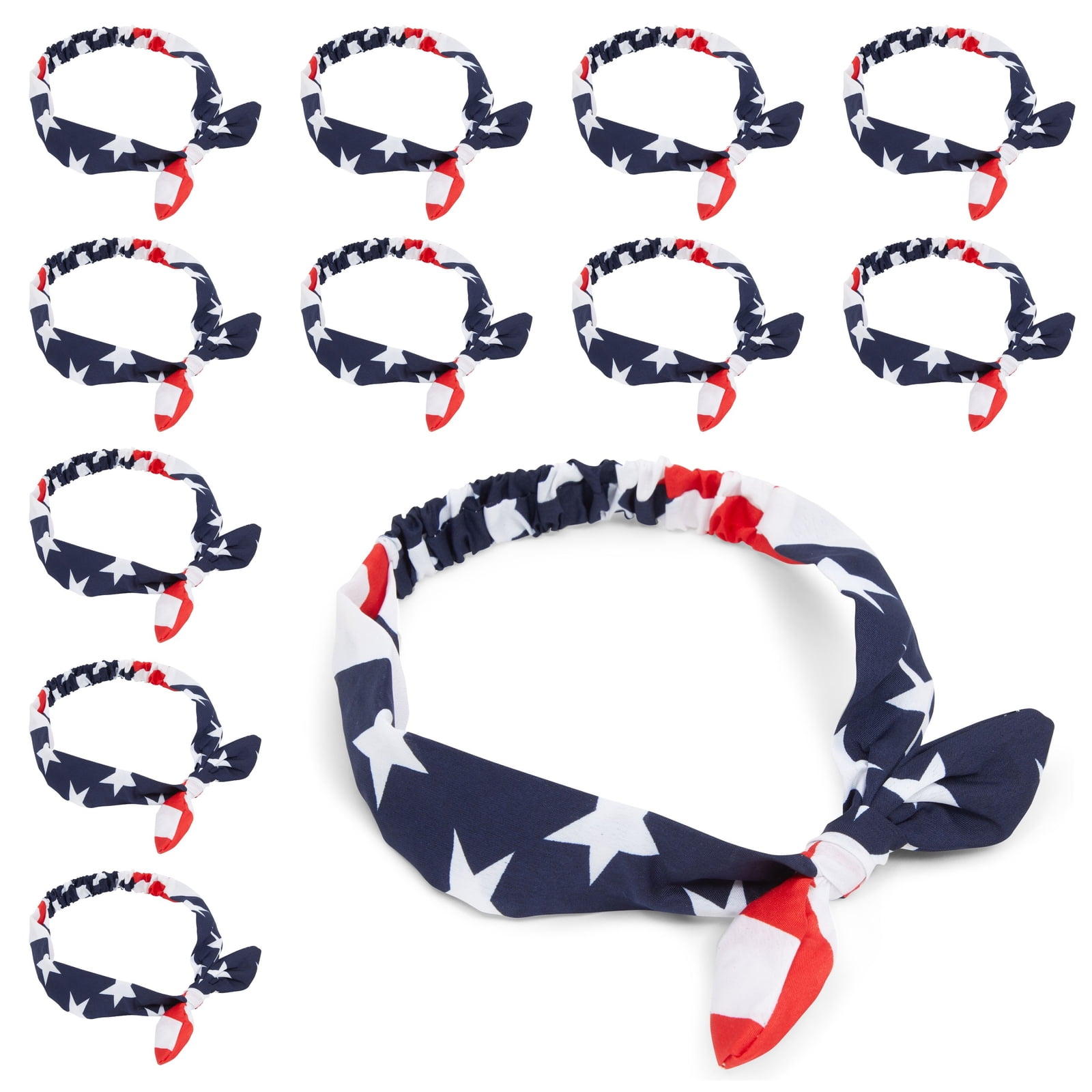 Juvale 12 Pack American Flag USA Bandana Headbands for Women - Red ...
